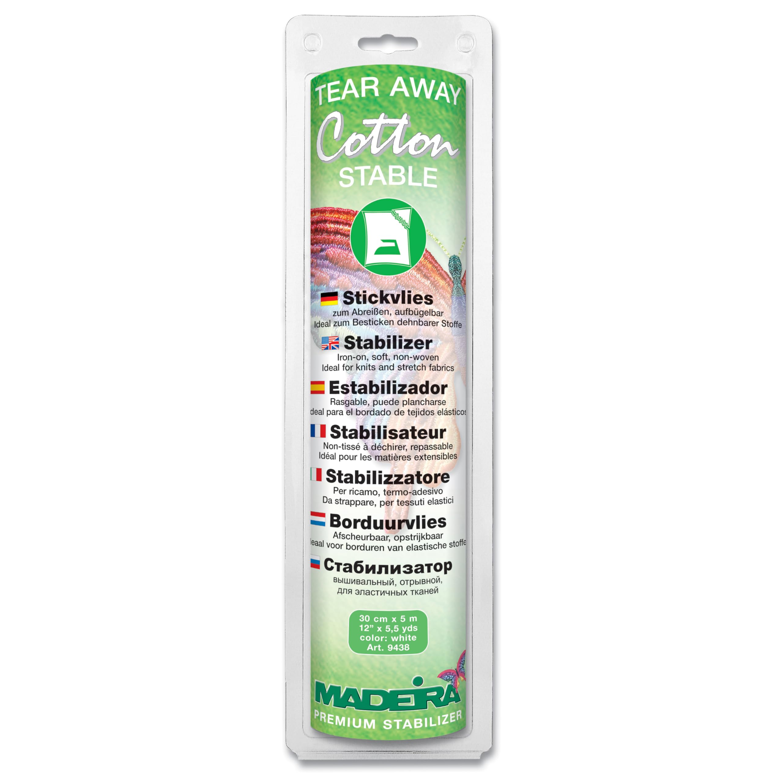 Amazon.com: Madeira 20990202 Cotton Stable Tear Away Stabilizer, White