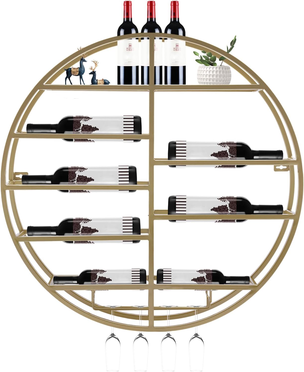 Amazon.com: NEATOOM Wall Mounted Round Wine Rack Metal Wine Display ...