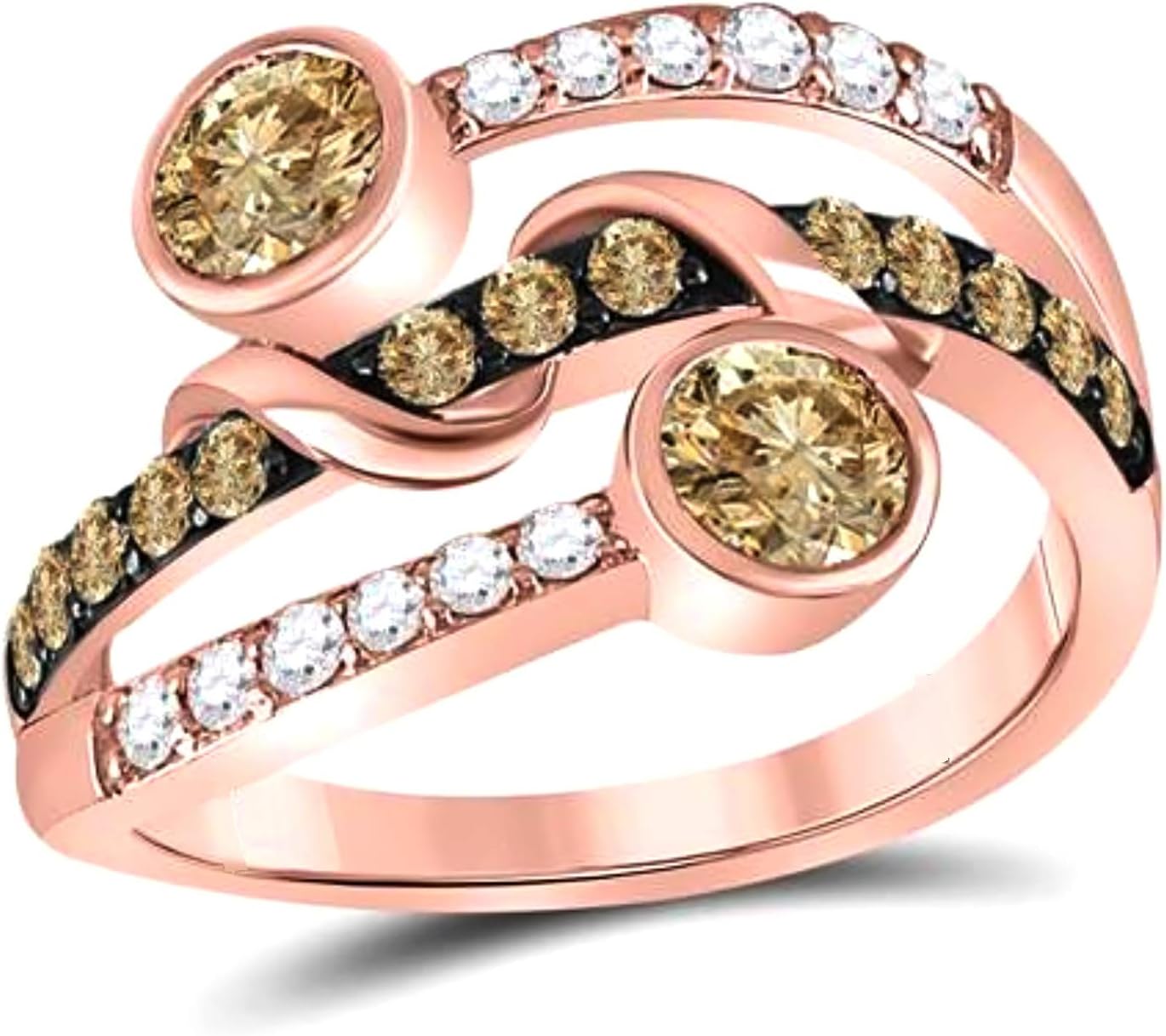 Amazon.com: Brandy Diamond 10K Rose Gold Chocolate Brown Diamond ...