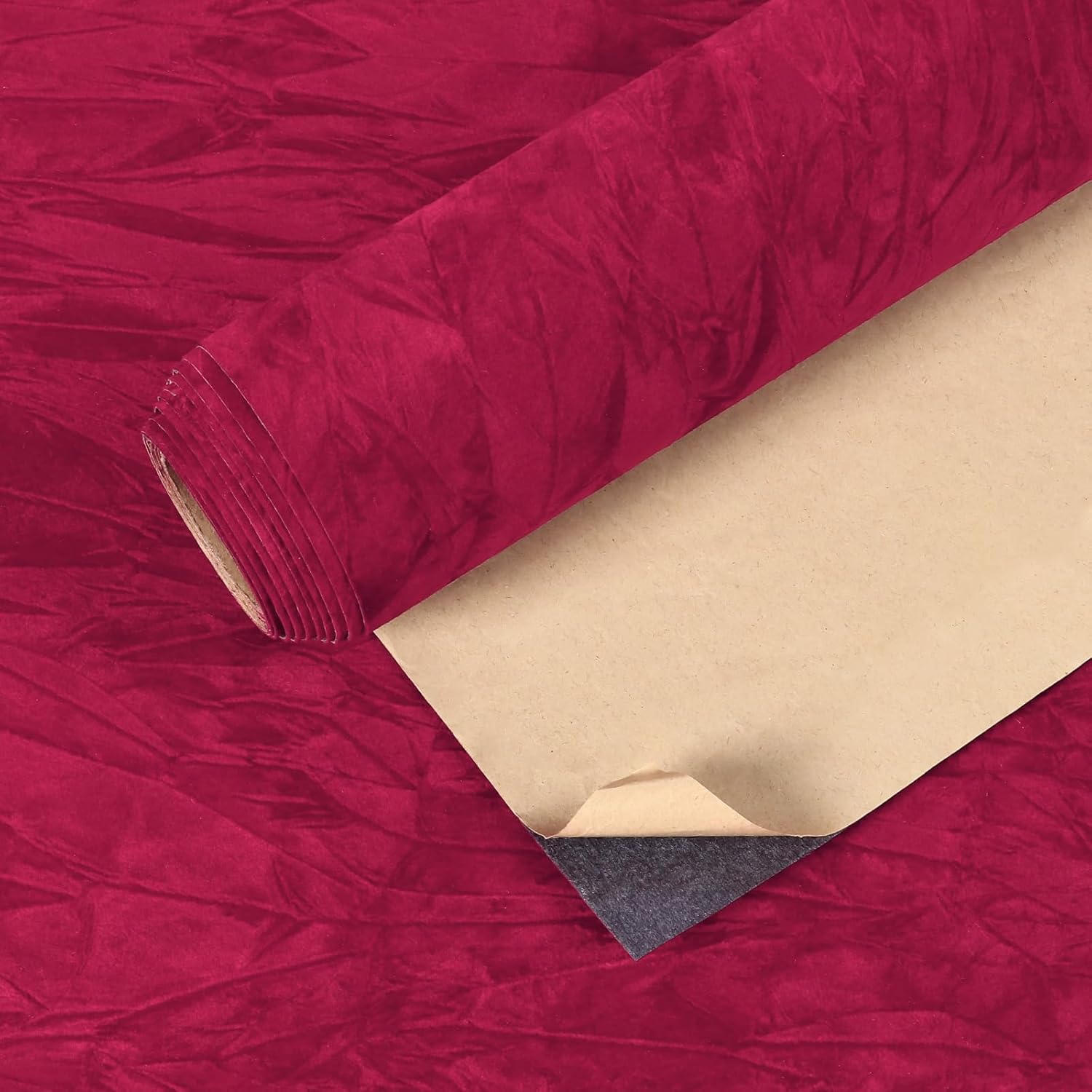 Amazon.com - VEELIKE Soft Red Crushed Flocked Velvet Fabric Self ...