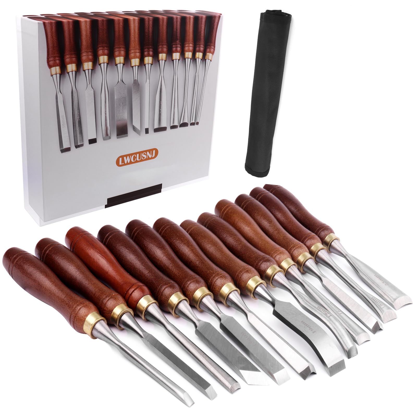 LWCUSNJ 12pcs Wood Carving Chisel Set - CR-V 60 Steel Blades ...