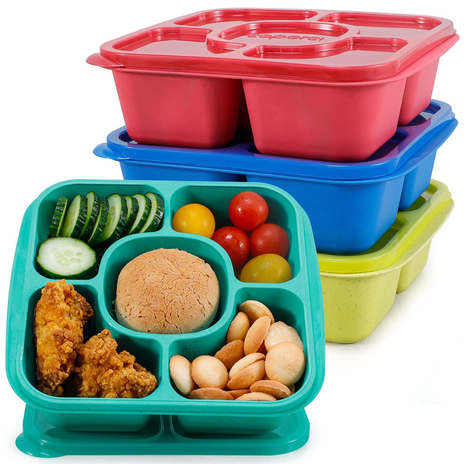 Amazon.com: Caperci Original Bento Snack Box Containers - Reusable 5 ...