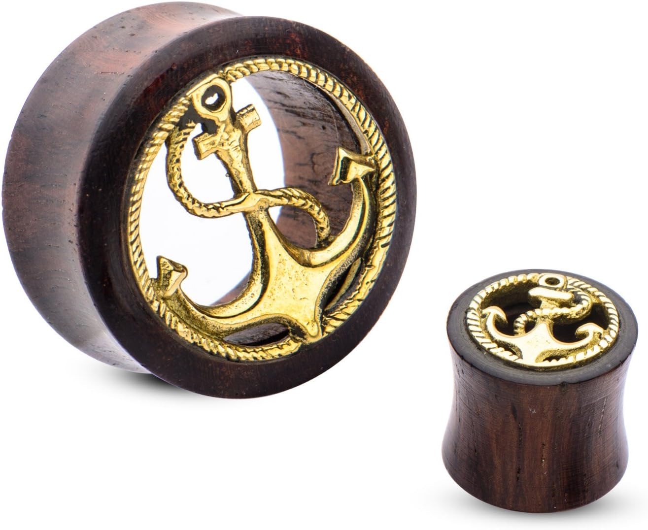 Amazon.com: Pierced Owl Brass Anchor Front Double Flared Organic Sono ...