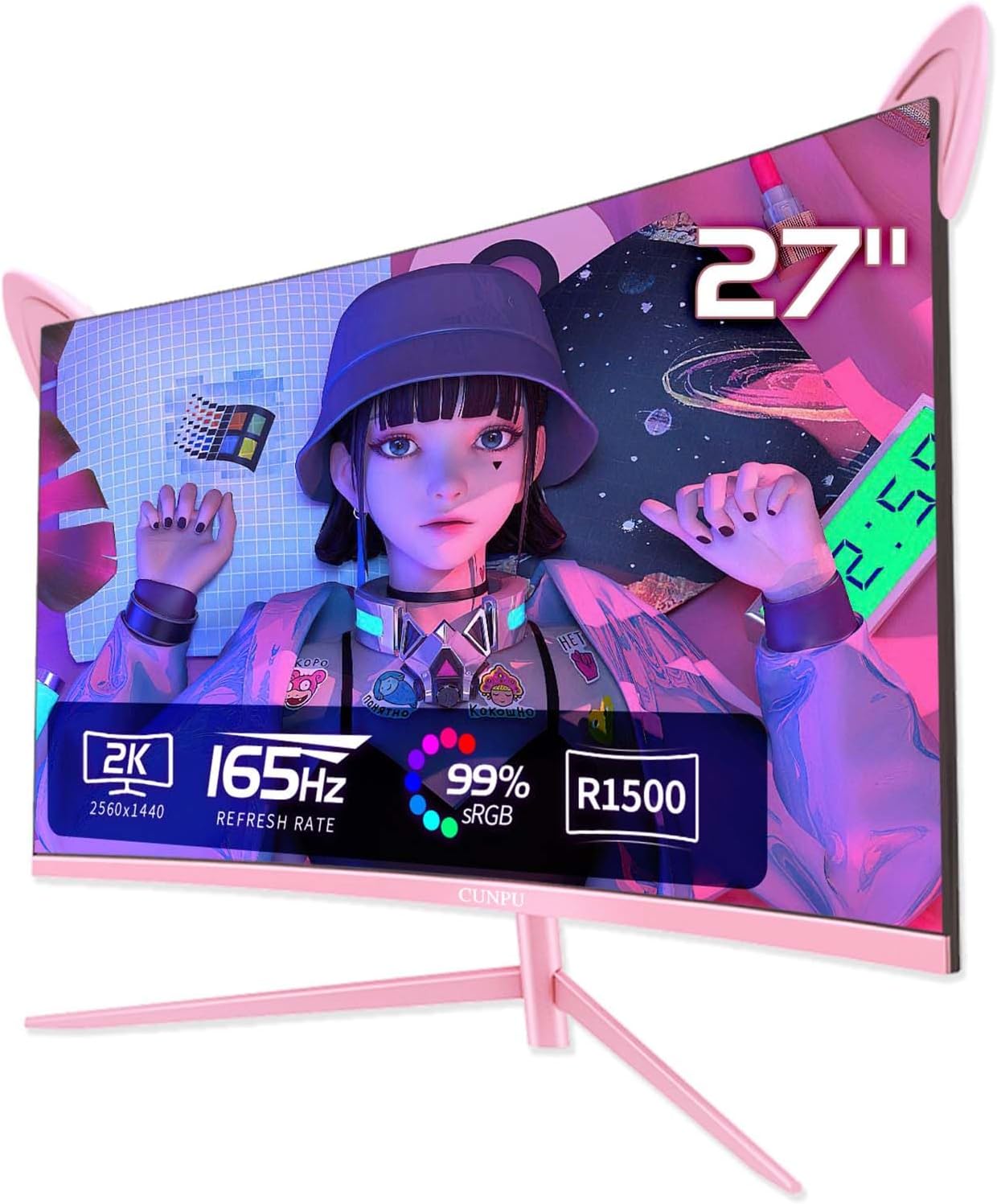 Amazon.com: CUNPU Pink Computer Monitor, 27 inch 1440p 165Hz (Supports ...