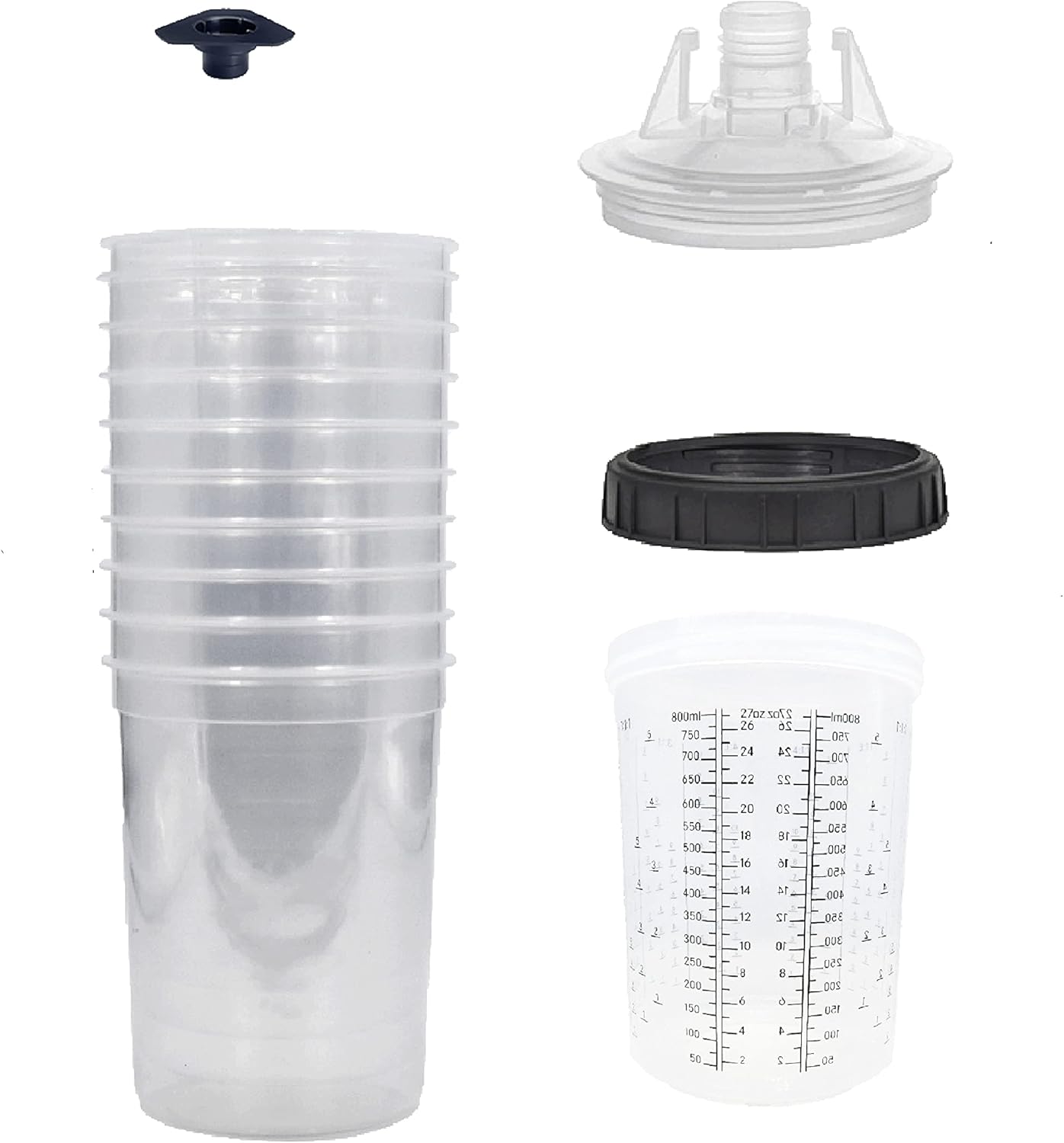 Amazon.com: Disposable Paint Spray Gun Cups Liners and Lid System, 50 ...