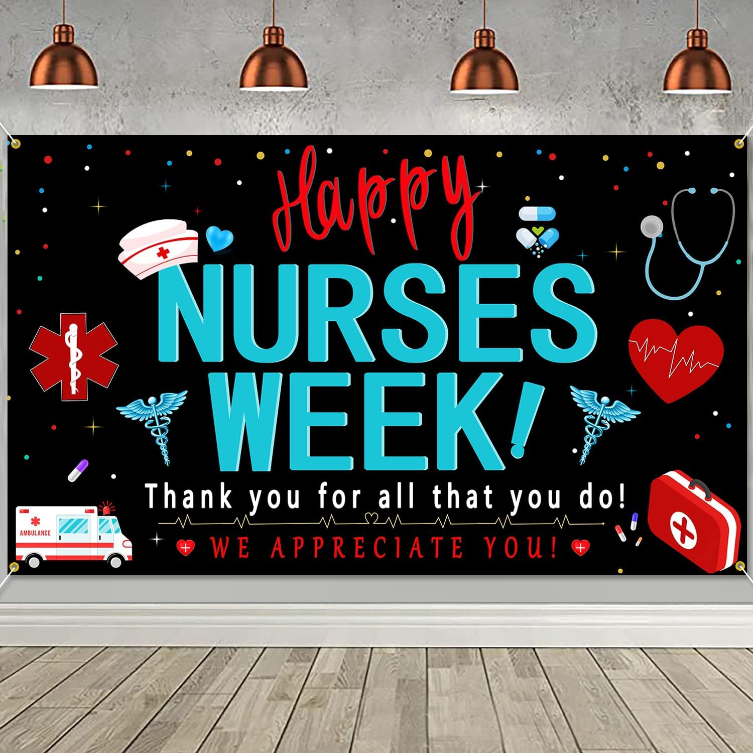 Amazon.com : PTFNY Happy Nurses Week Backdrop Banner Thank You Nurses ...