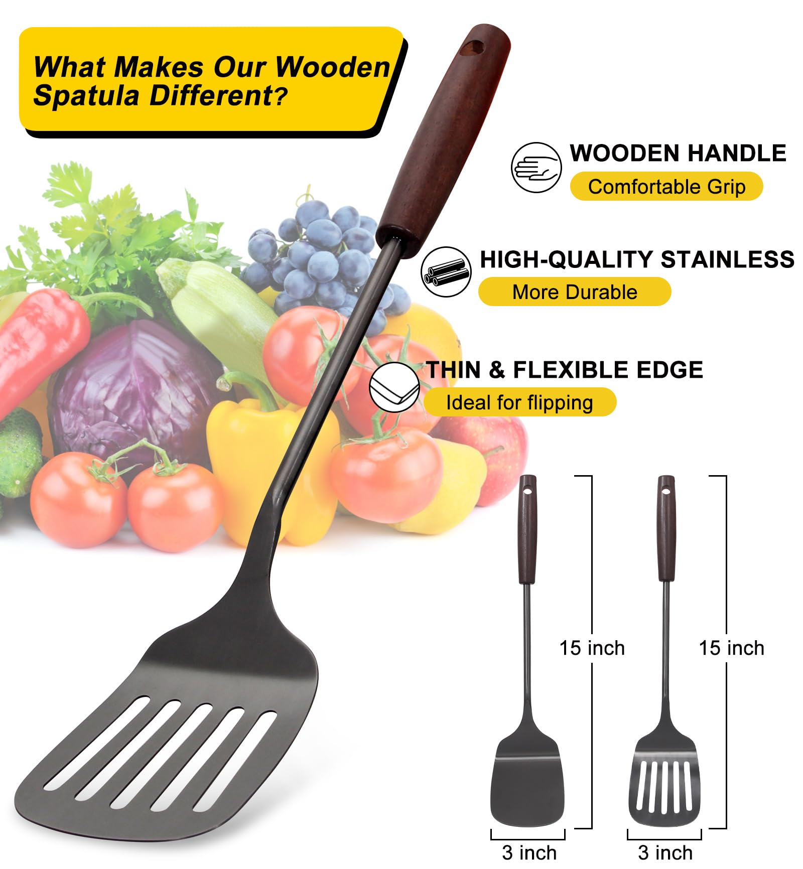 Snapklik.com : 15 Inch Large Metal Spatulas For Kitchen Use Cooking ...