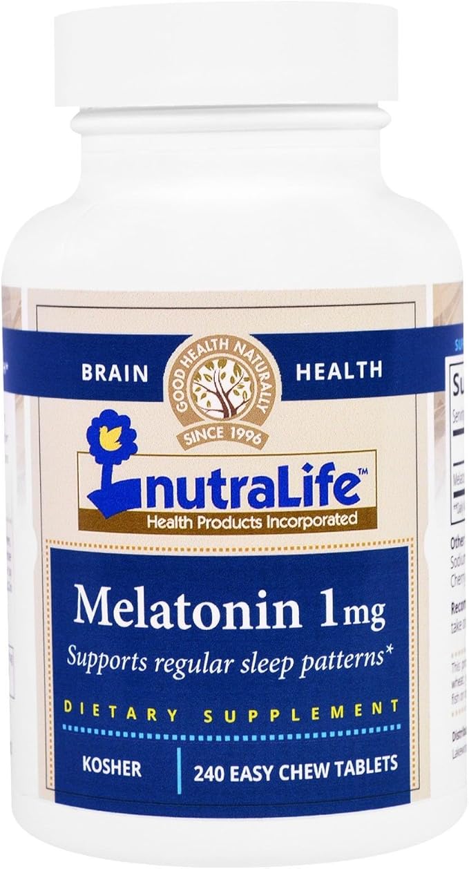 Amazon.com: Nutralife Kosher Melatonin 1mg - 240 Easy Chew Tablets ...