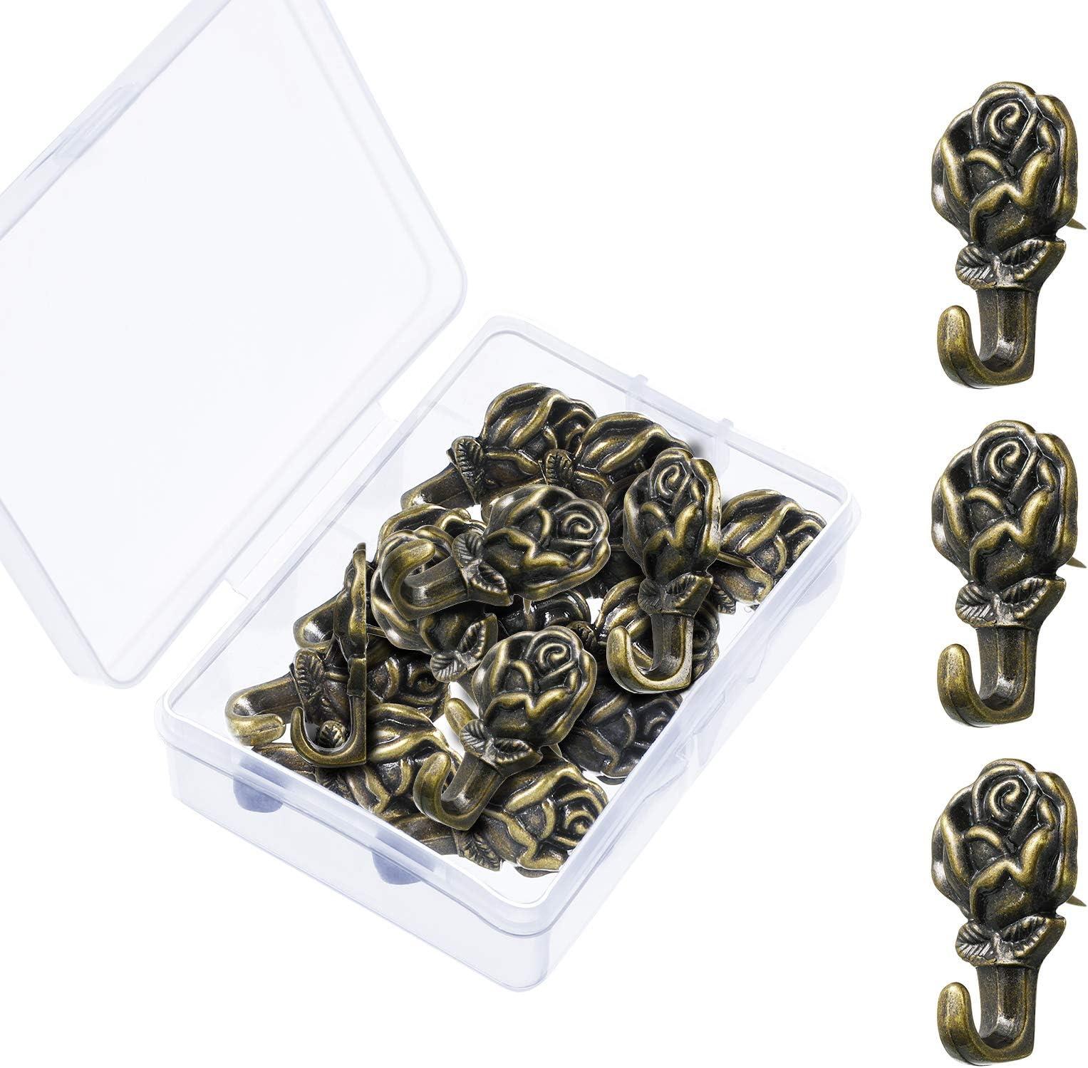 Amazon.com: Pack of 20 Zinc Alloy Flower Shape Push Pin Hangers Hook ...