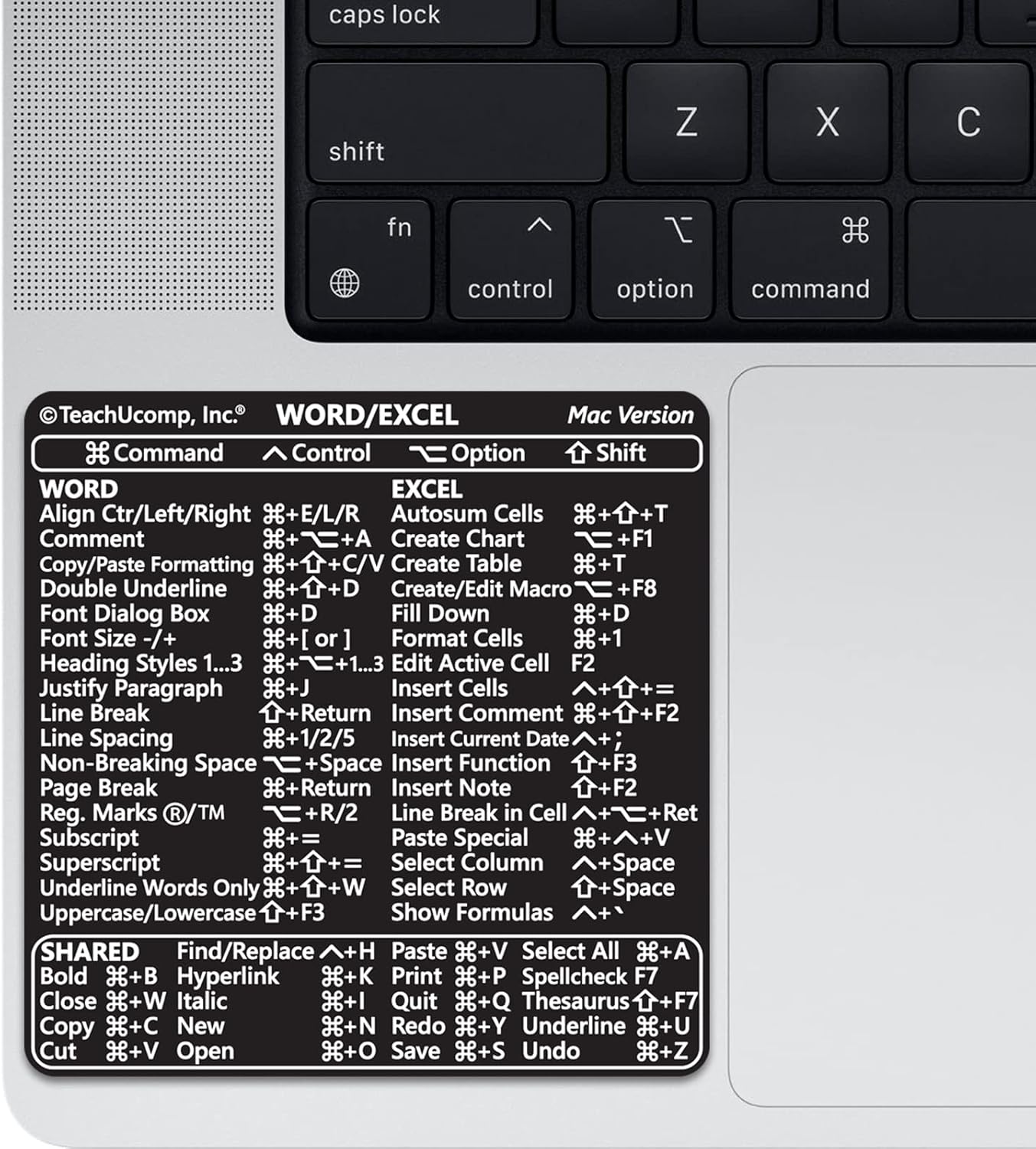 Amazon.com: TEACHUCOMP Keyboard Shortcuts Sticker for Microsoft Word ...