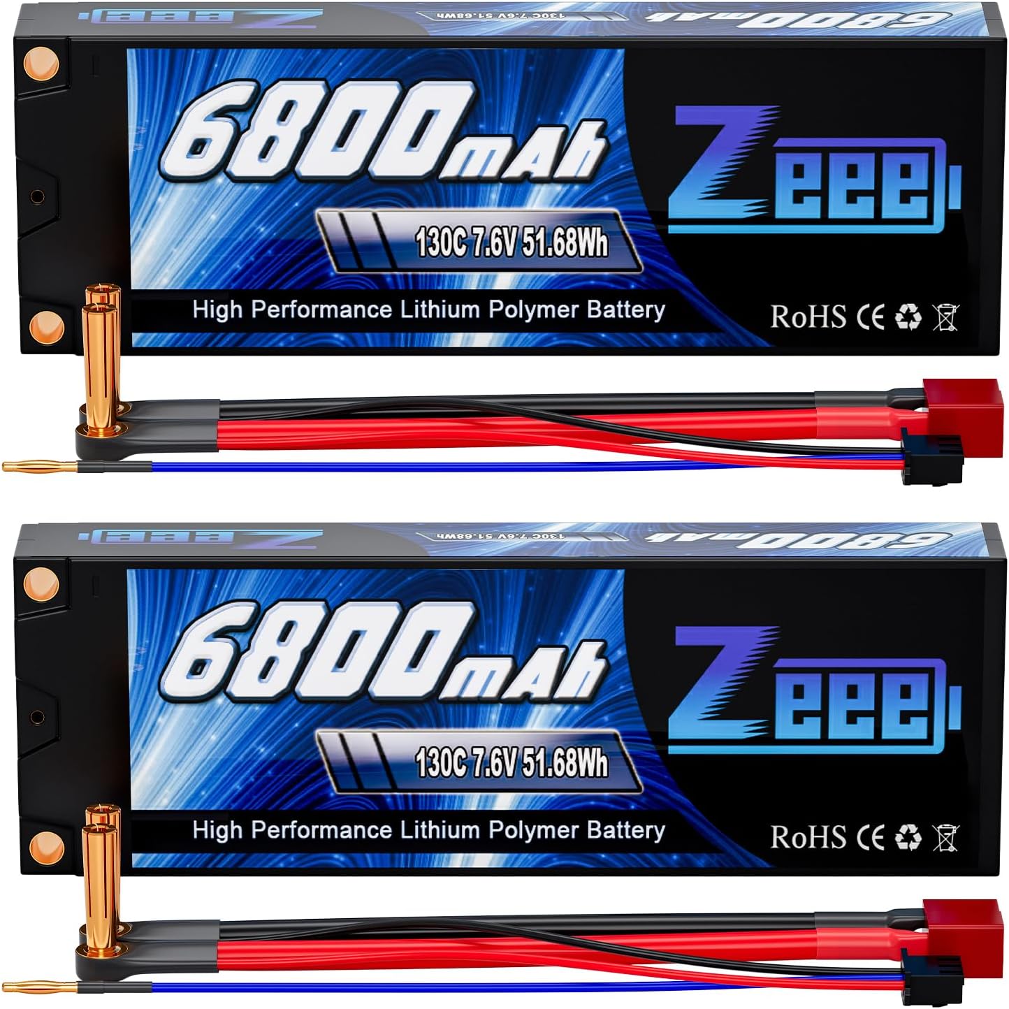 Amazon.com: Zeee 2S Lipo Battery 6800mAh 7.6V 130C Hard Case LCG RC ...