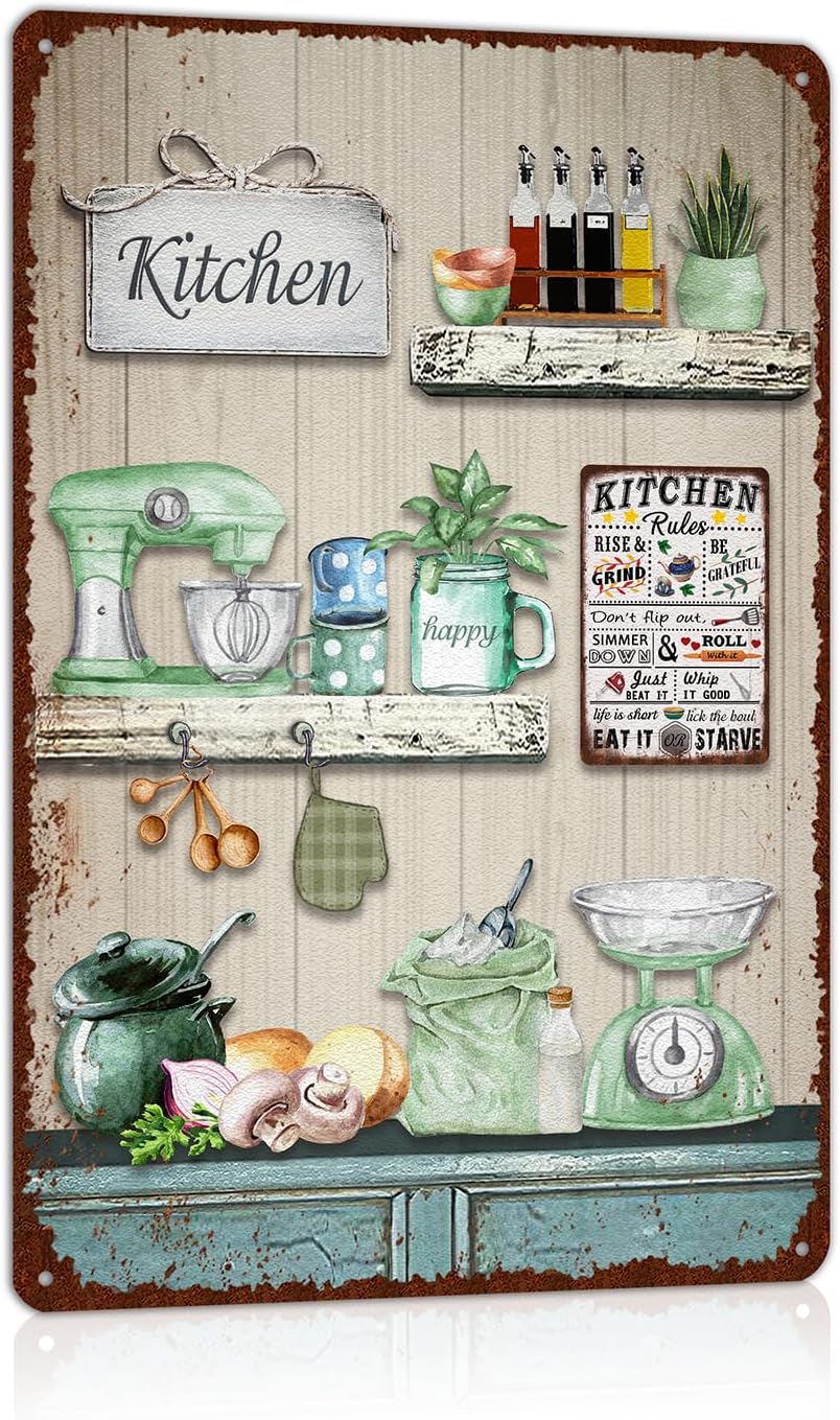 Amazon.com: Vintage kitchen signs wall decor Farmhouse Kitchen Metal ...