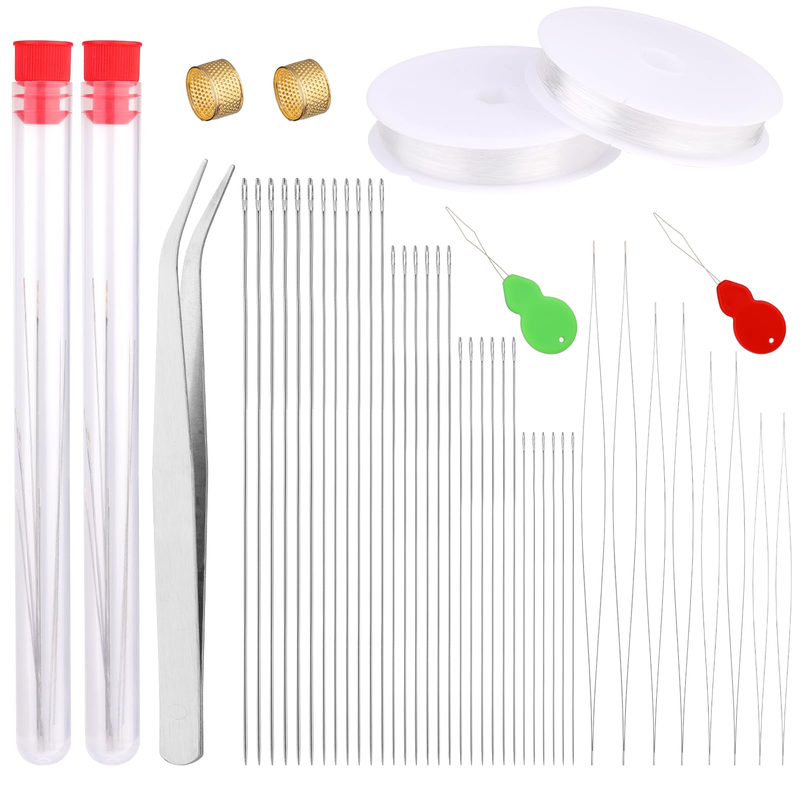 47 Pcs Beading Needles Set Seed Beads Needles Big Eye Beading Needles ...