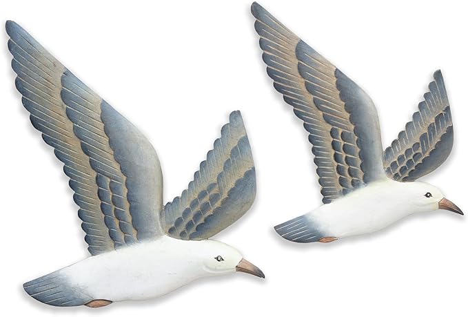 Amazon.com: T.I. Design Hand-carved Wood Flying Seagull Wall Décor Set ...
