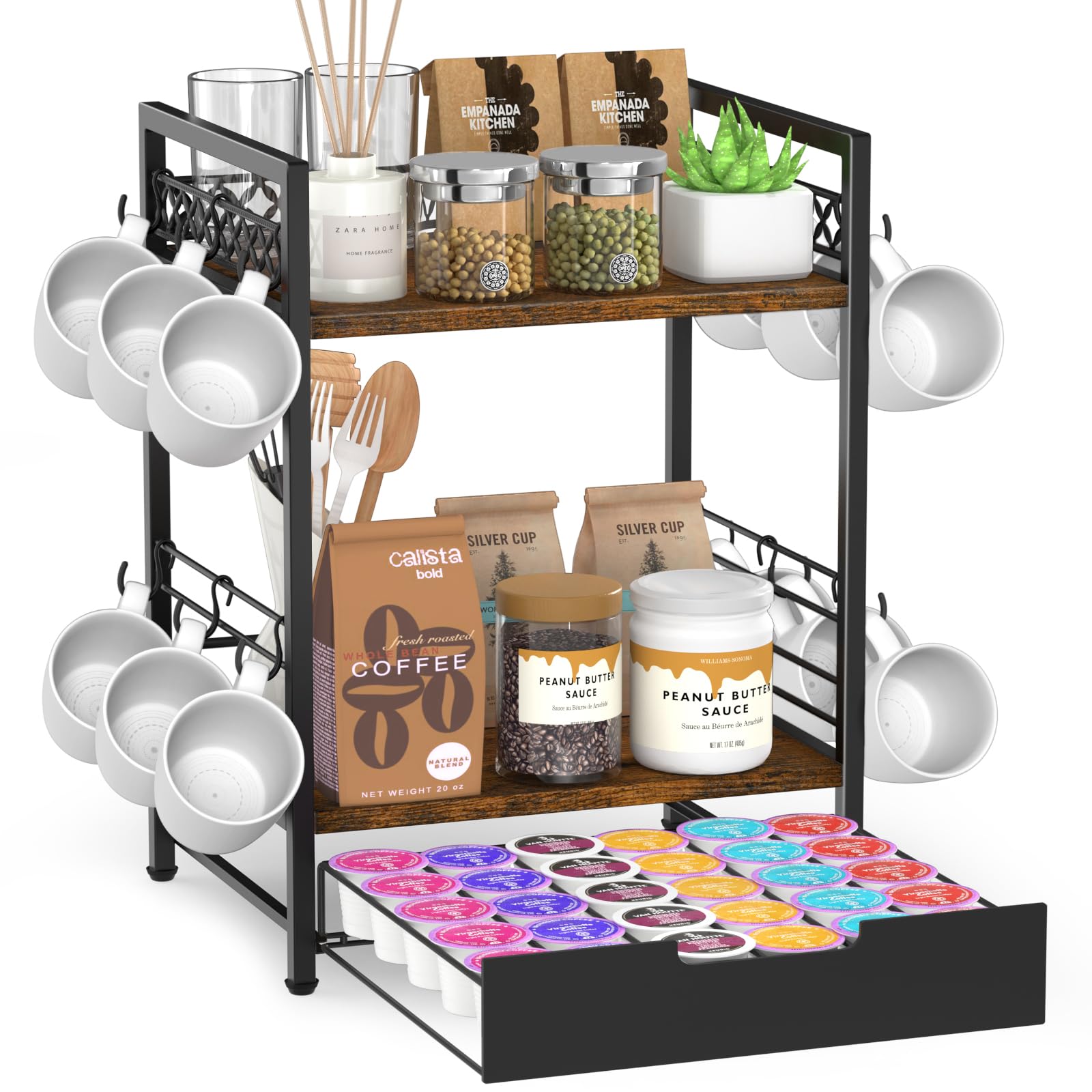 Amazon.com - Plaviya Coffee Bar Organizer Countertop, 2 Tier Mug Cup ...