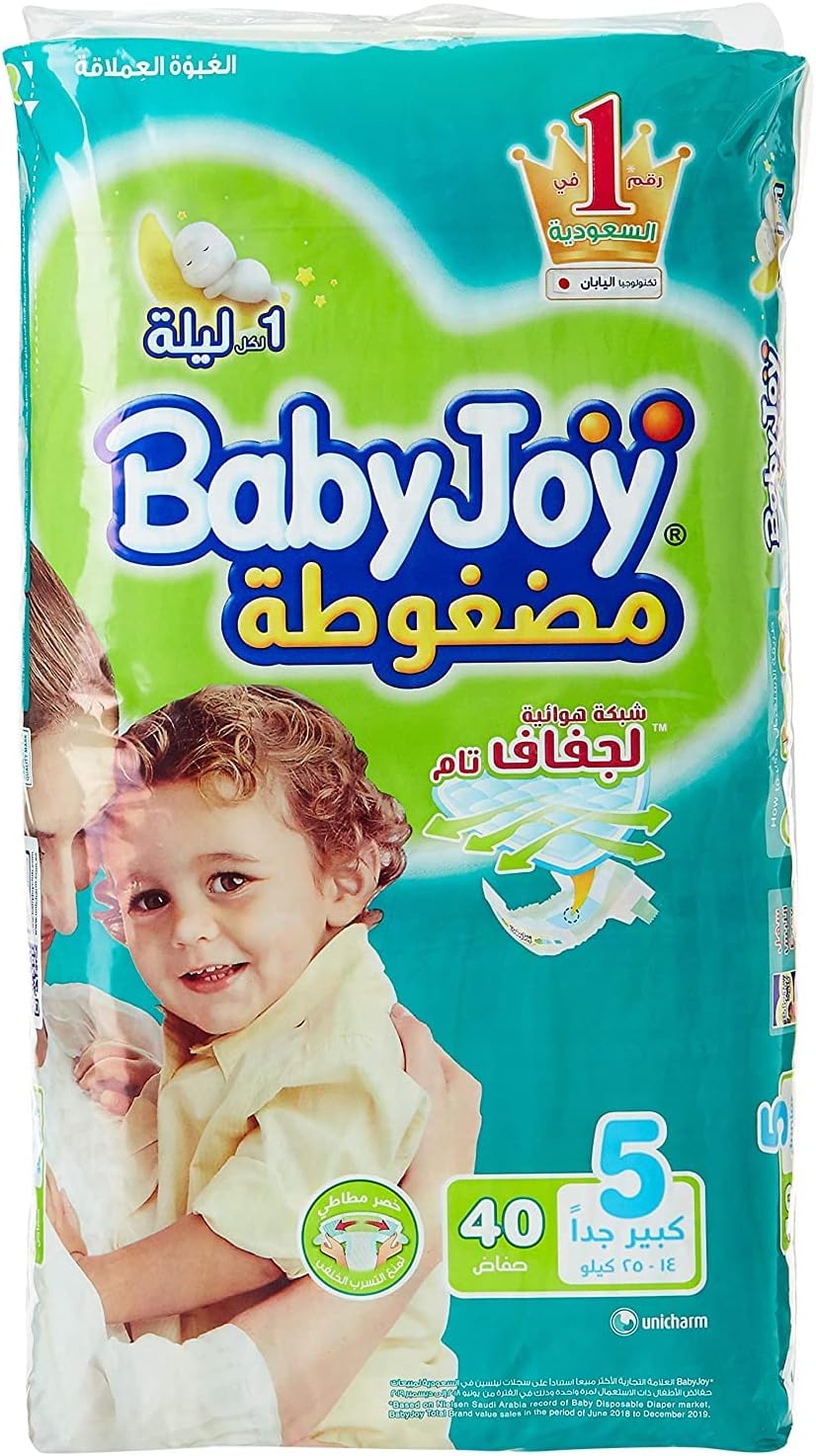 Babyjoy Compressed Diamond Pad Diaper, Jumbo Box Junior Size 5, Count ...