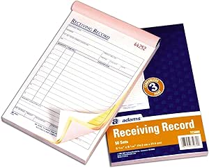 Adams Receiving Record Book, 5.56 x 8.44 Inch, 3-Part, Carbonless, 50 ...