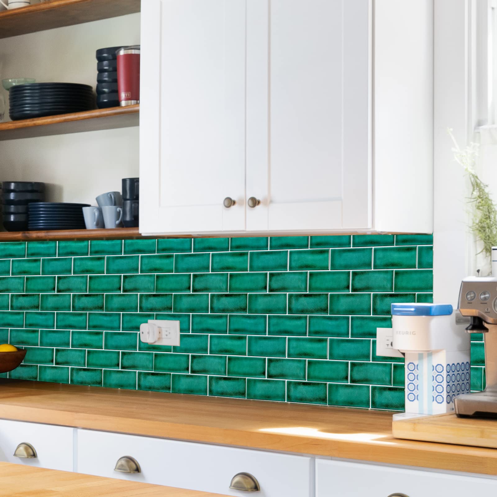 Gel Tiles Backsplash Como Crema 12" X 12" 3D Peel And Stick