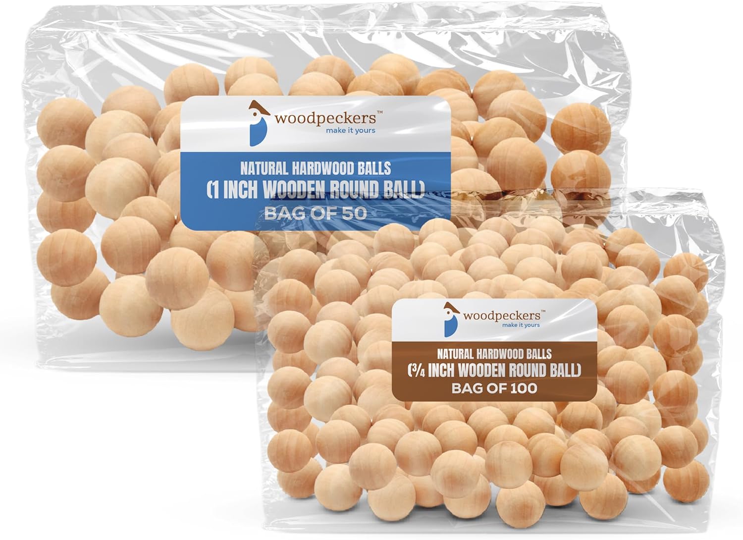 Amazon.com: 1 inch Wooden Round Ball, Bag of 50 and3/4 inch Round ...