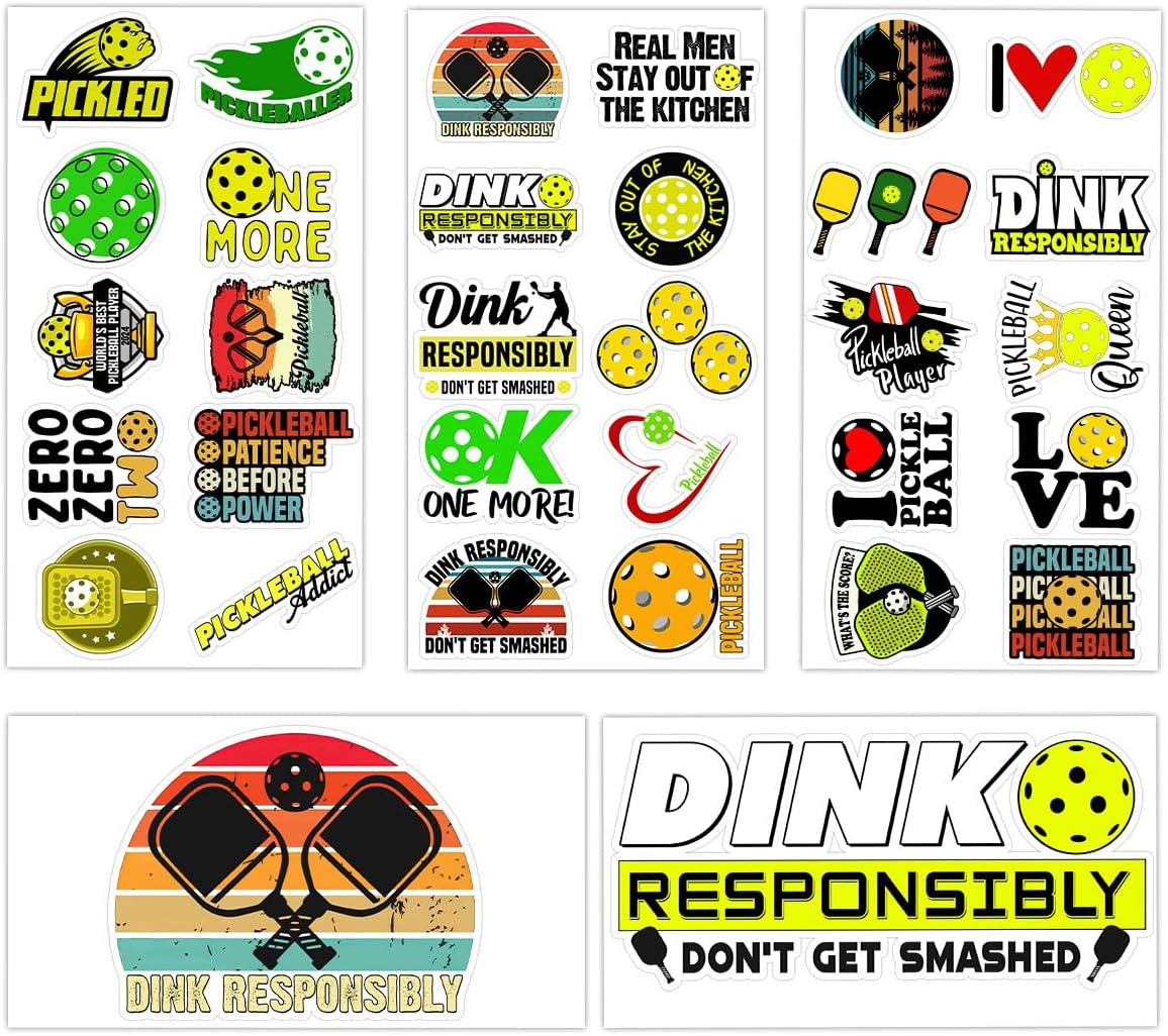 Amazon.com: BETANAS Pickleball Sticker Pack 32 pcs 5 Sheets Waterproof ...