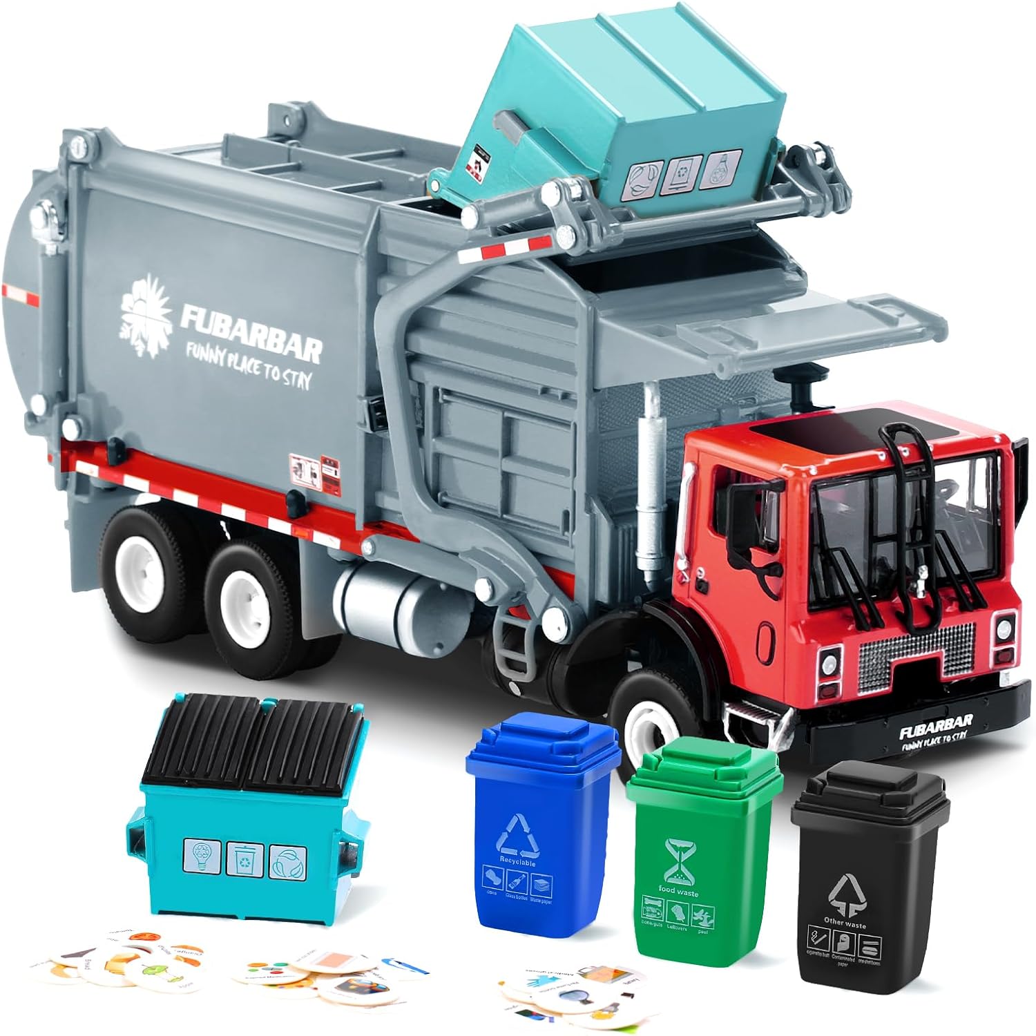 Metal Garbage Toy Model, 1:43 Scale Metal Diecast Recycling Clean Trash ...