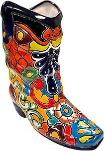 Amazon.com : Talavera Boot Planter Pot Mexican Pottery Folk Art Home ...