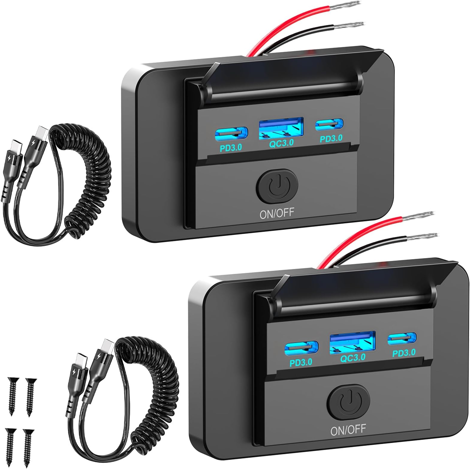 Amazon.com: 12V USB Outlet 2 PCS, Qidoe PD 20W Type-C and 18W QC3.0 USB ...