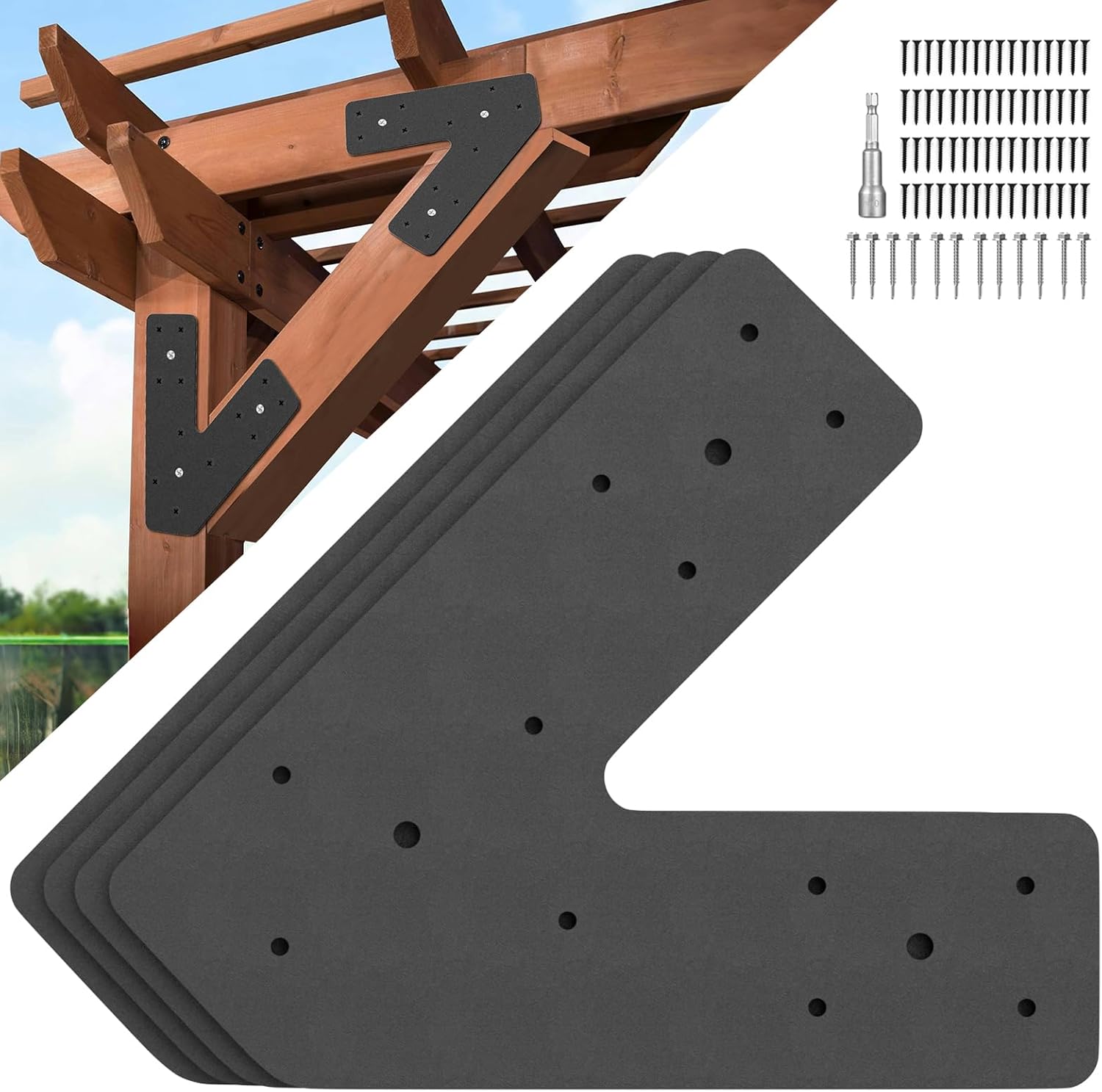 Amazon.com: 4 Pcs V Post Timber Brackets, 10x8 Inch Heavy Duty V ...