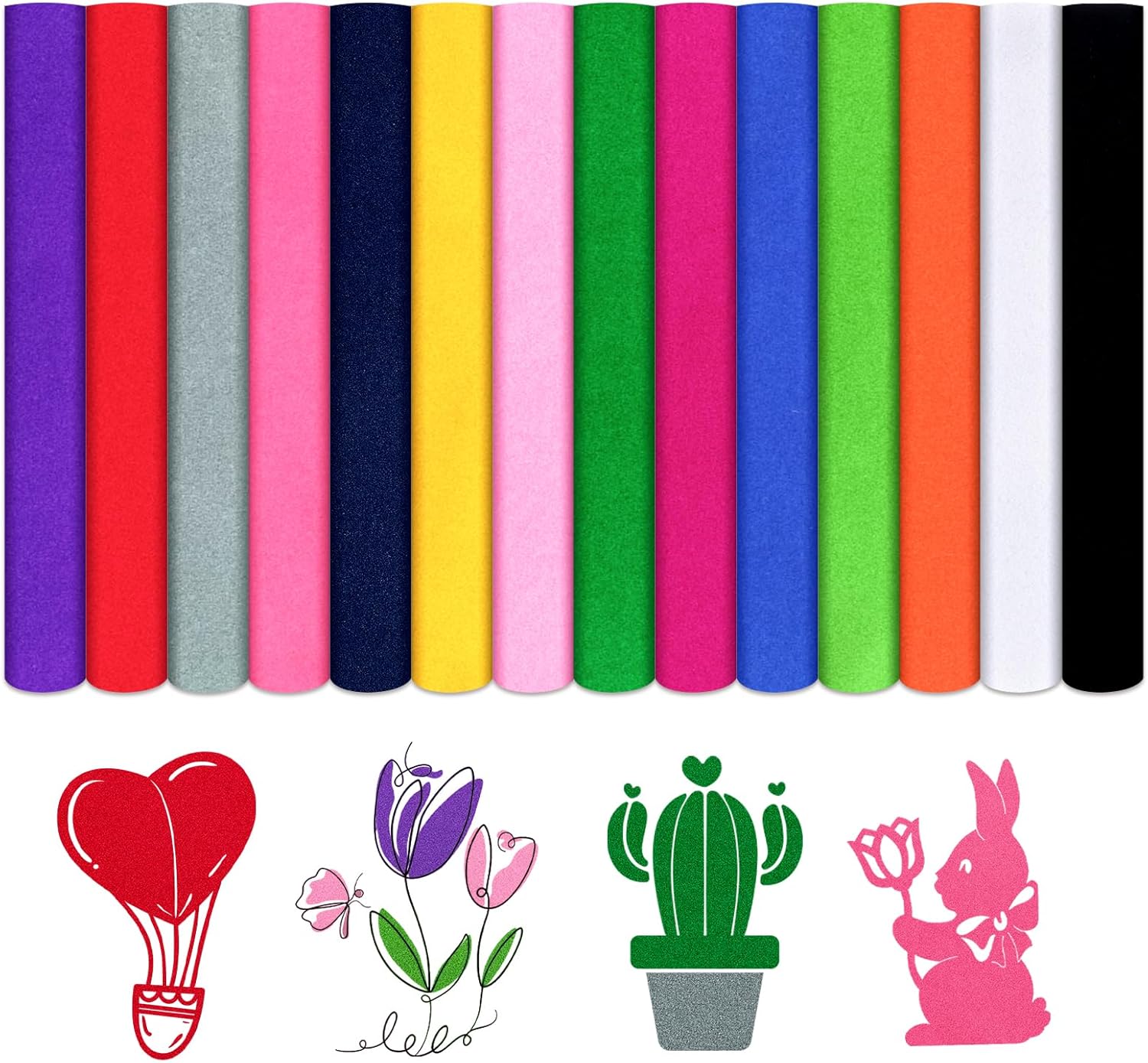 Amazon.com: HTVSTD Flocked HTV Vinyl - 14 Sheets 12x10 inches Colorful ...