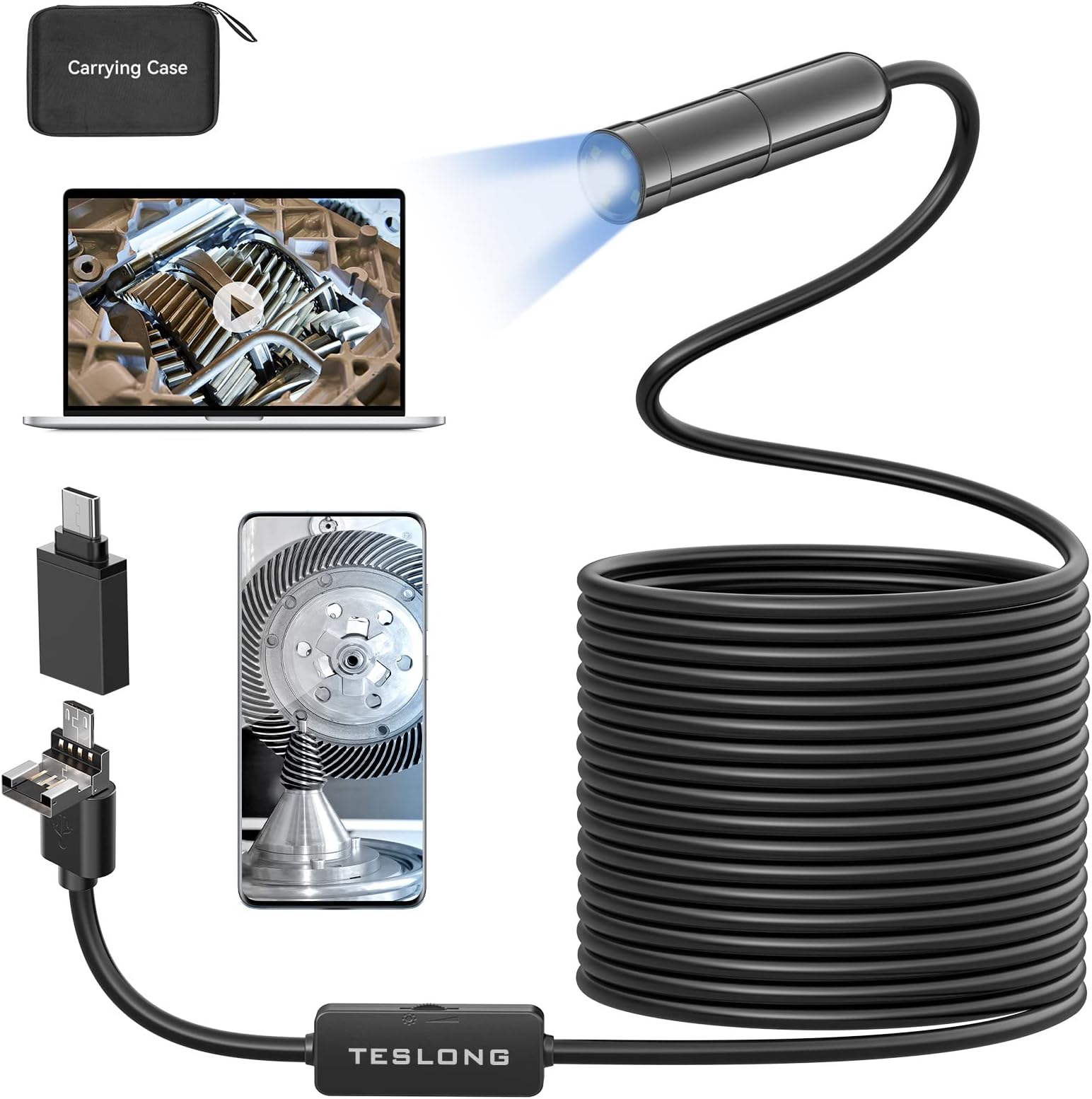 Amazon.com: 5MP Auto-Focus Endoscope, Teslong 3rd Generation USB ...