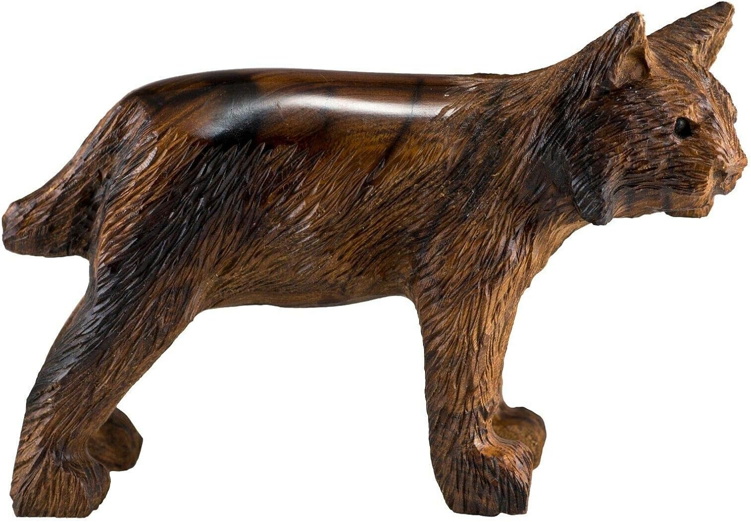 Amazon.com: NEW Bobcat Figurine Unique Hand Carved Ironwood - Statue ...