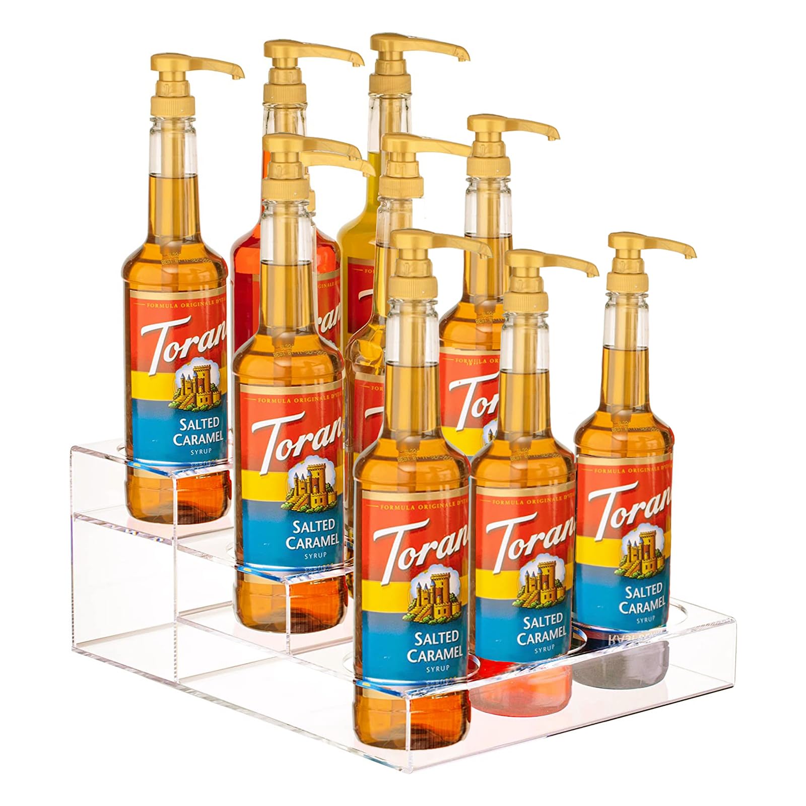 Amazon.com: Frcctre 3 Tier Acrylic Wine Bottle Holder, 9 Bottles Coffee ...