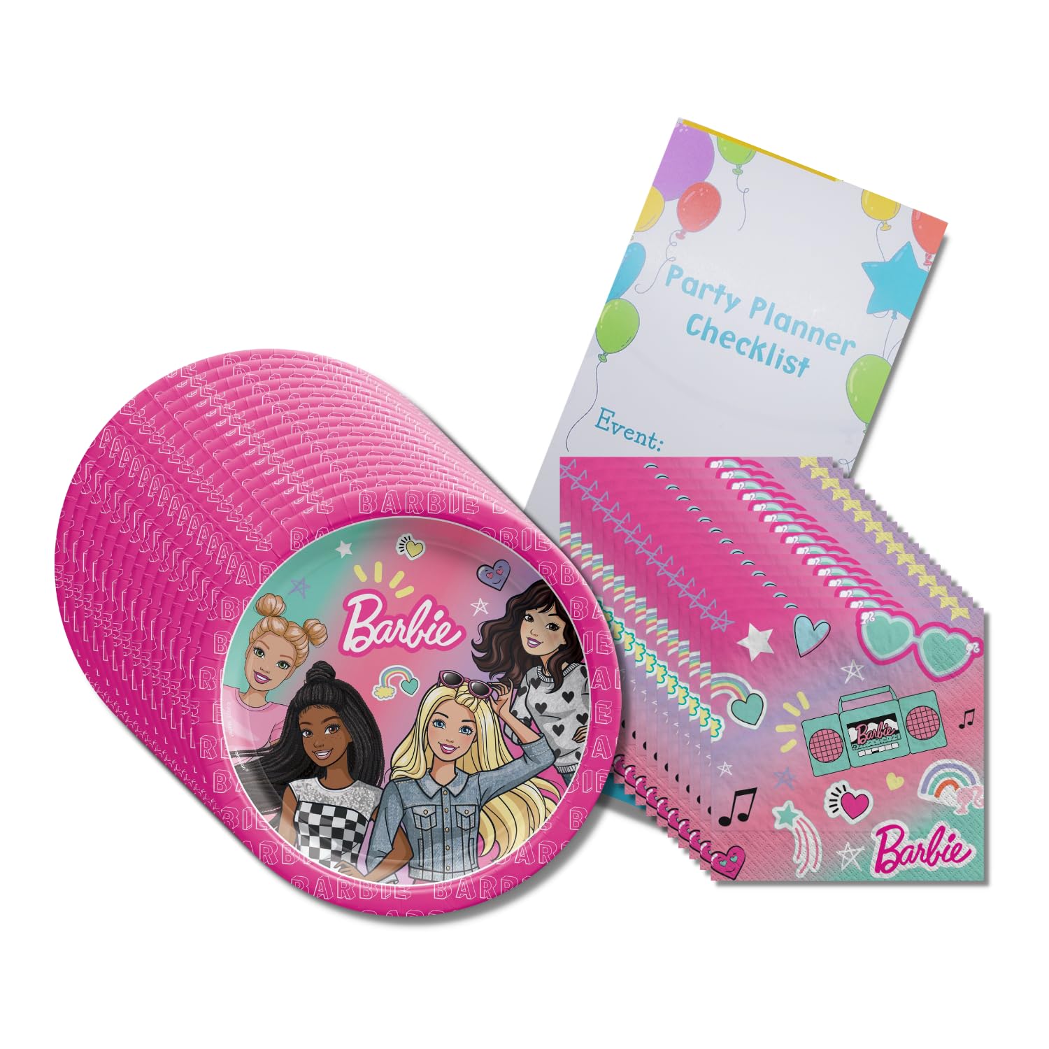 Amazon.com: Barbie Plates and Nakins | Pink Barbie Birthday Party ...