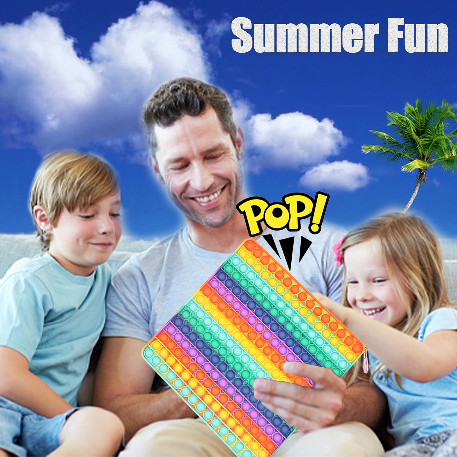 Rainbow Jumbo Push Popping Fidget Toy, 300mm Large Push Popp Bubble ...