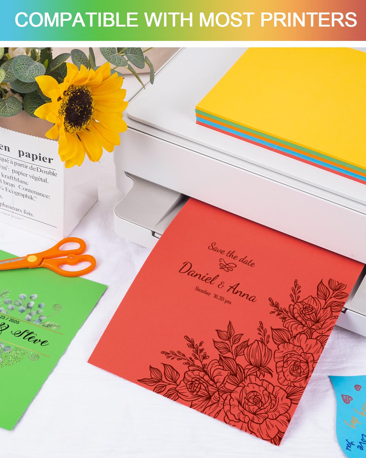 Snapklik.com : Cardstock 85x11 Inch Colored Paper, 5 Colors 120 Sheets ...