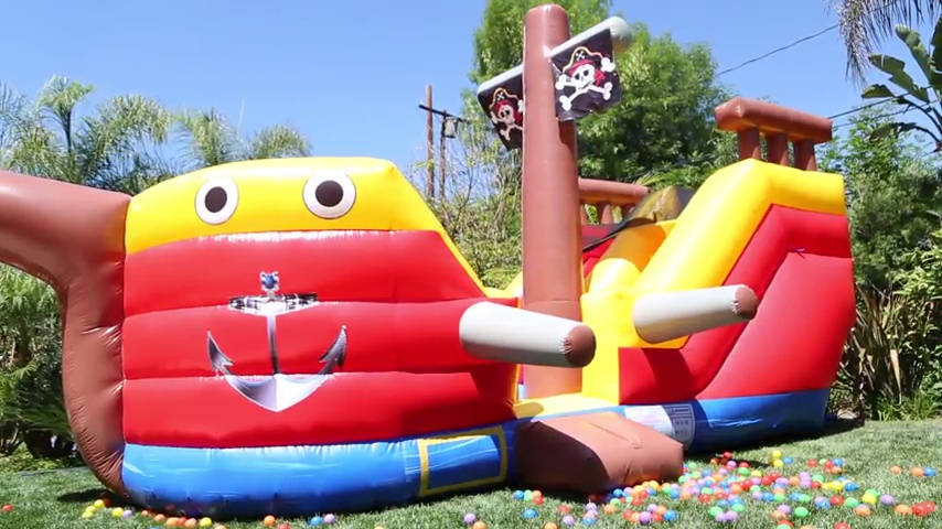 Watch JumpOrange JOH-Pirate15 Duralite 15' Pirate Ship Slide Playset, 5 ...