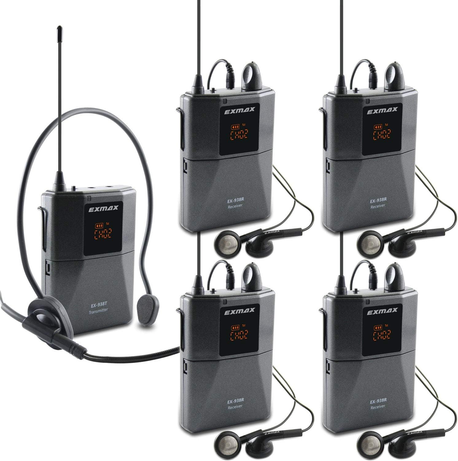Amazon.com: EXMAX EX-938 UHF Voice Acoustic Transmission Wireless ...