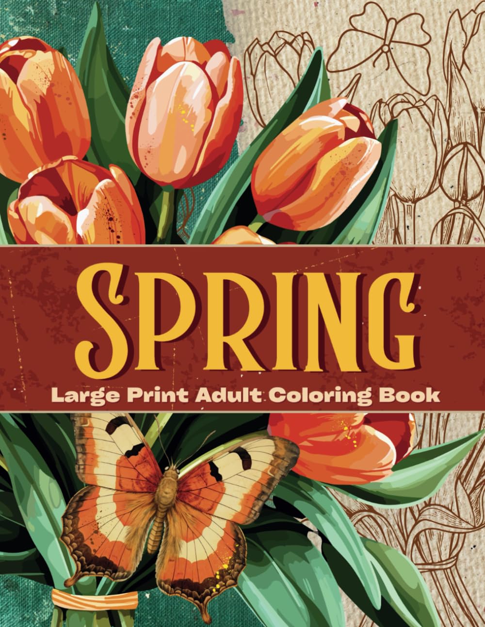 Amazon.com: Large Print Spring Adult Coloring Book: 50 Big and Simple ...