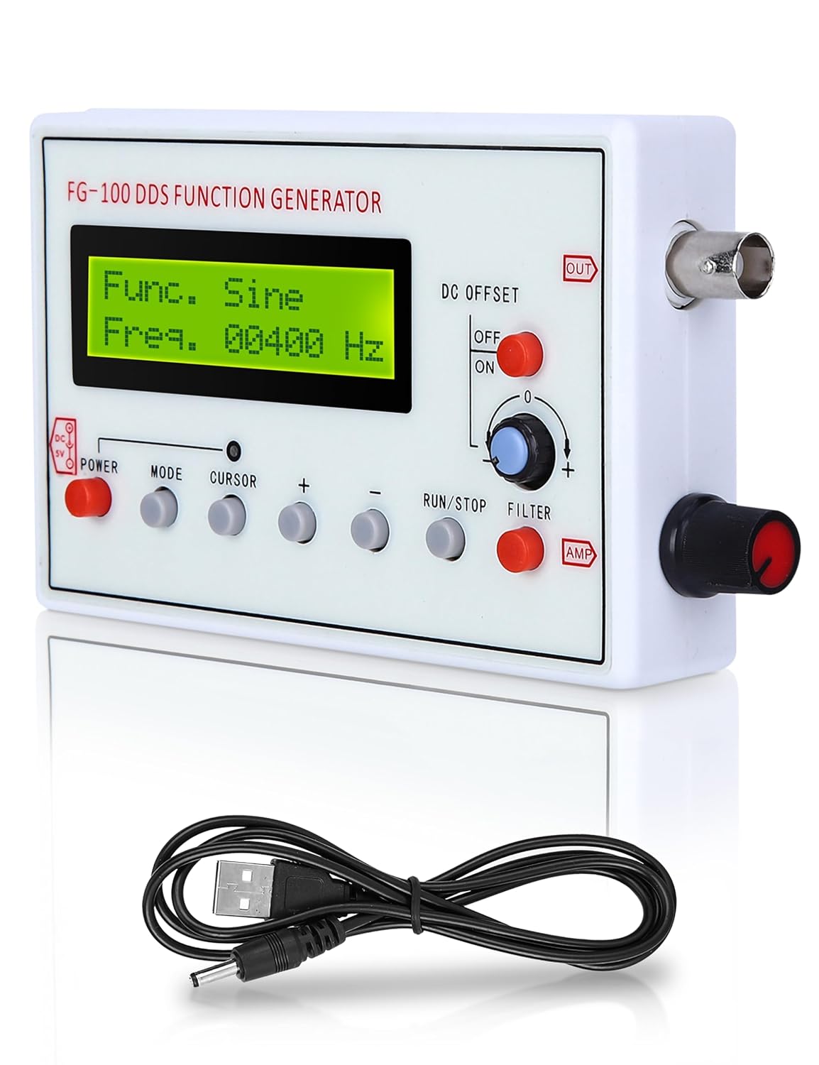 DDS Function Generator, FG-100 DDS Function Generator Sine 1Hz~500kHz Frequency Counter Meter ...