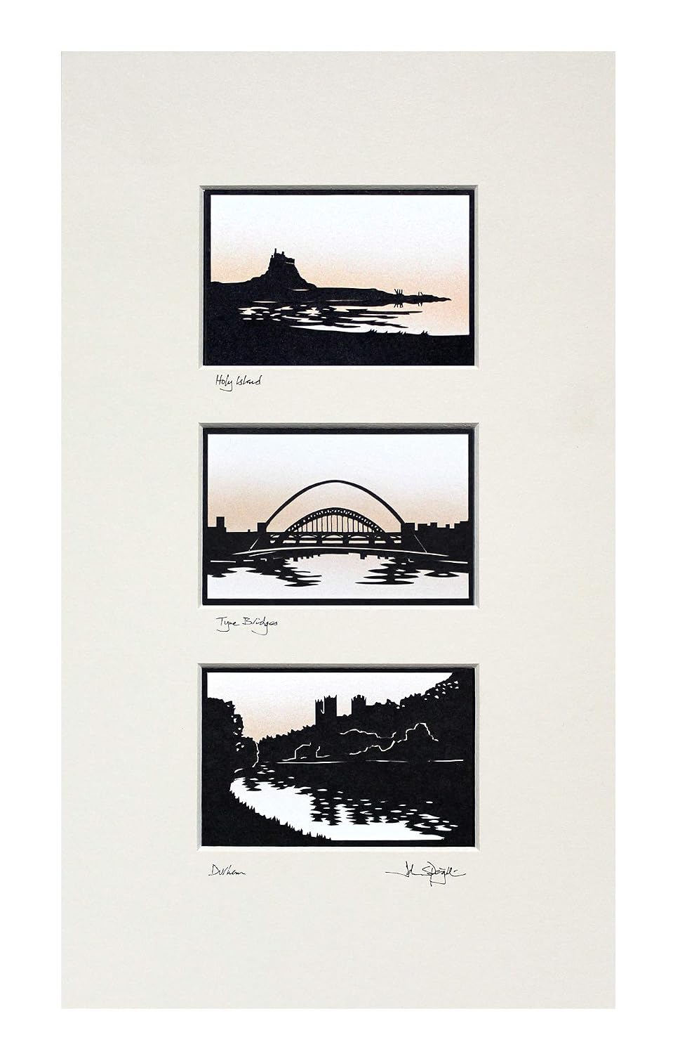 Holy Island, Tyne Bridges and Durham Northumbria Original Signed Hand ...