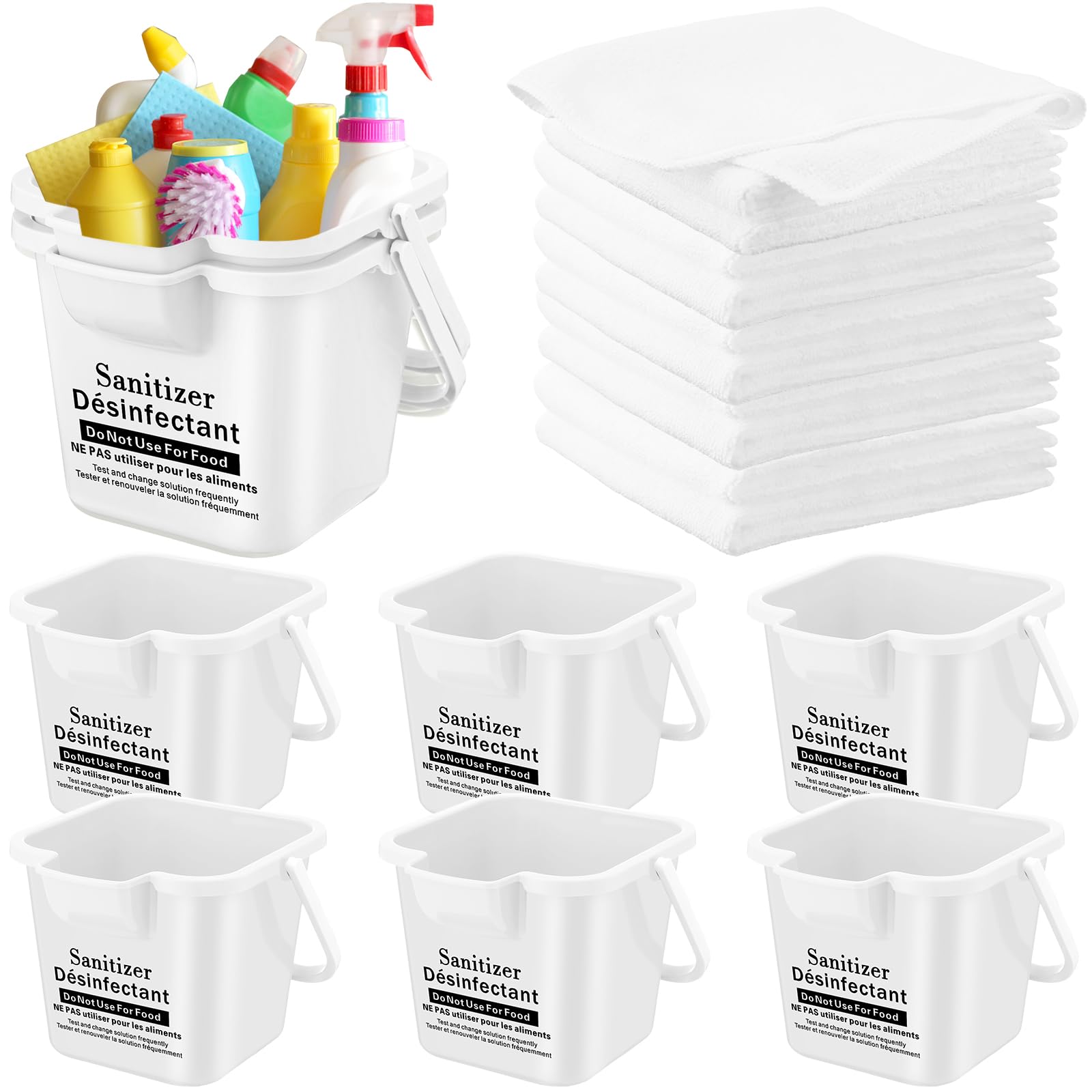 Vesici 6 Sets 3 Quart Cleaning Bucket with Microfiber Cleaning Cloths ...