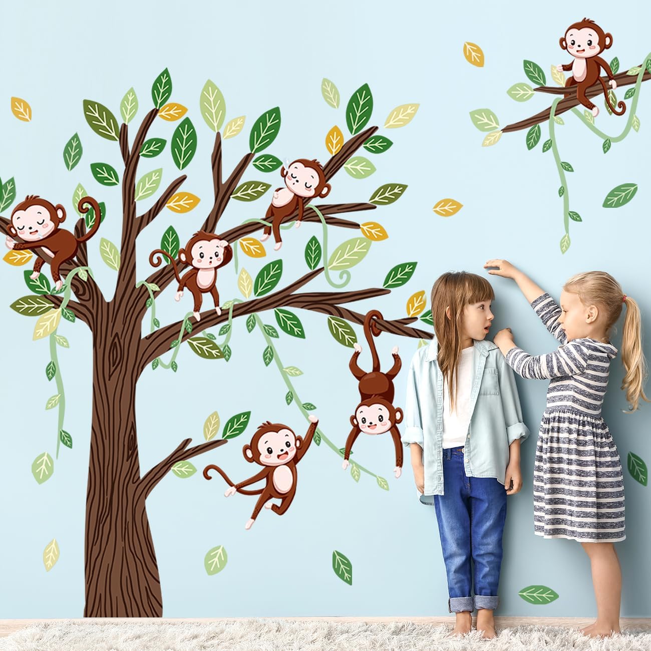Amazon.com: AM AMAONM Large Tree and Cartoon Animals Wall Decor Brown ...