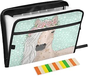 Amazon.com : Cute Horse with Flowers Fairytale Expanding File Folders ...