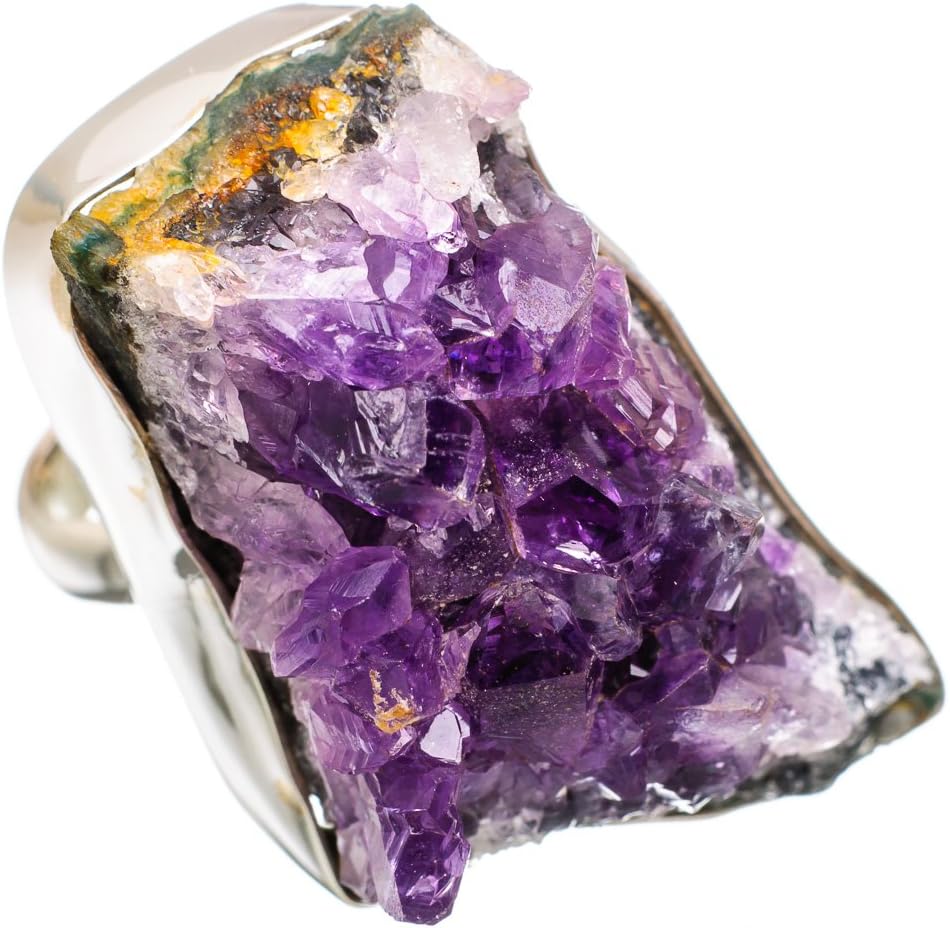 Amazon.com: Gigantic Amethyst Crystal Ring Size 7.75 (925 Sterling ...