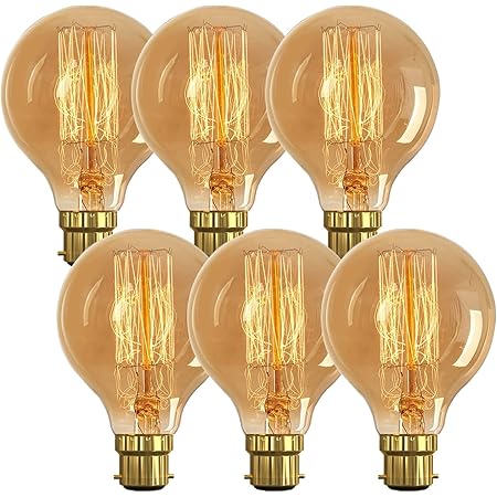 Bayonet B22 Dimmable Filament Vintage Light Bulb 60W G80 Retro Light ...