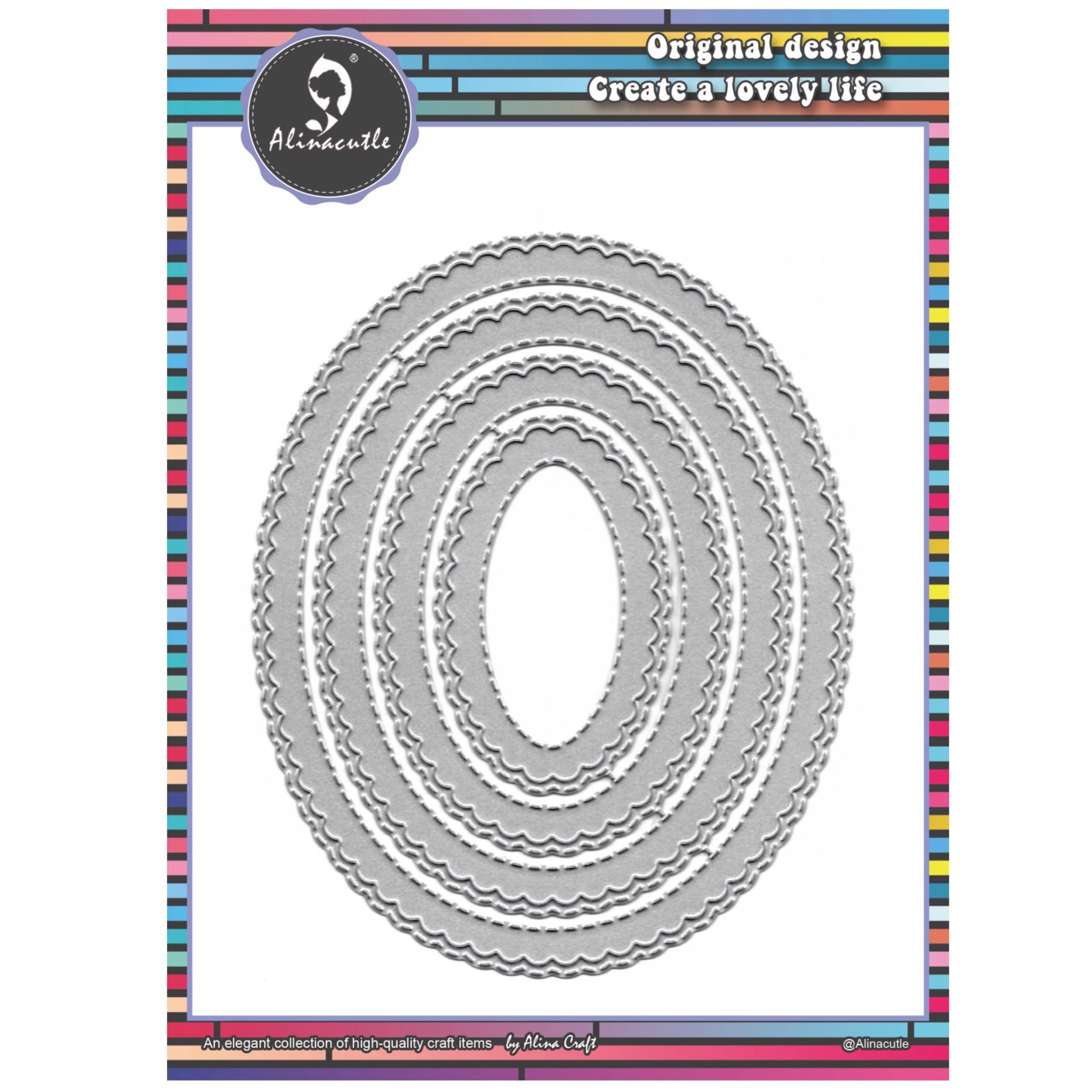 Snapklik.com : Alinacutle 4/PK-Oval, Scallop Border Nesting Frame Die ...