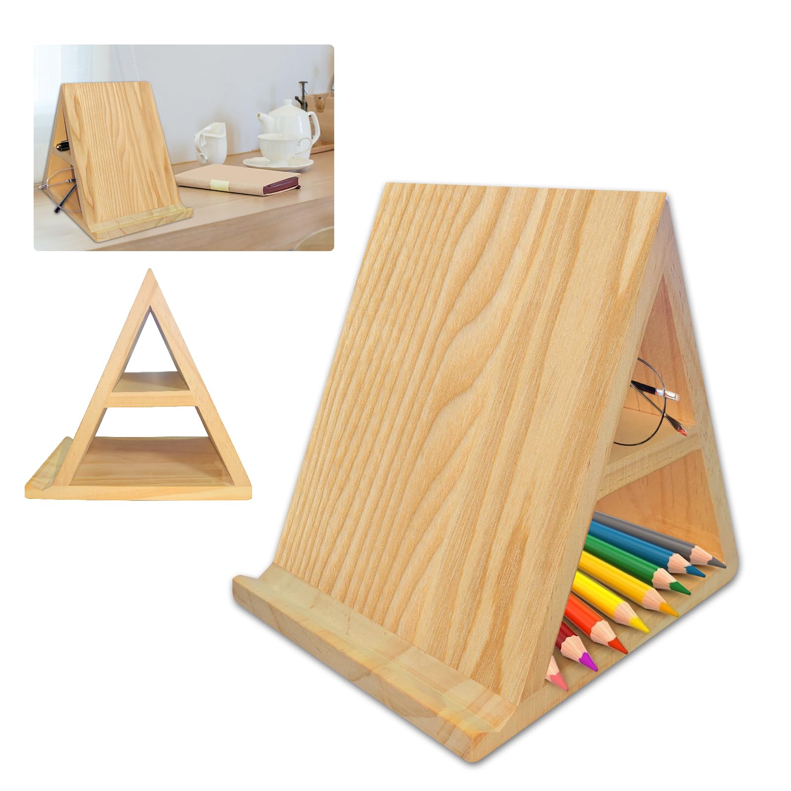Snapklik.com : Wooden Triangle Book Holder For Page Rest, Short Mini ...