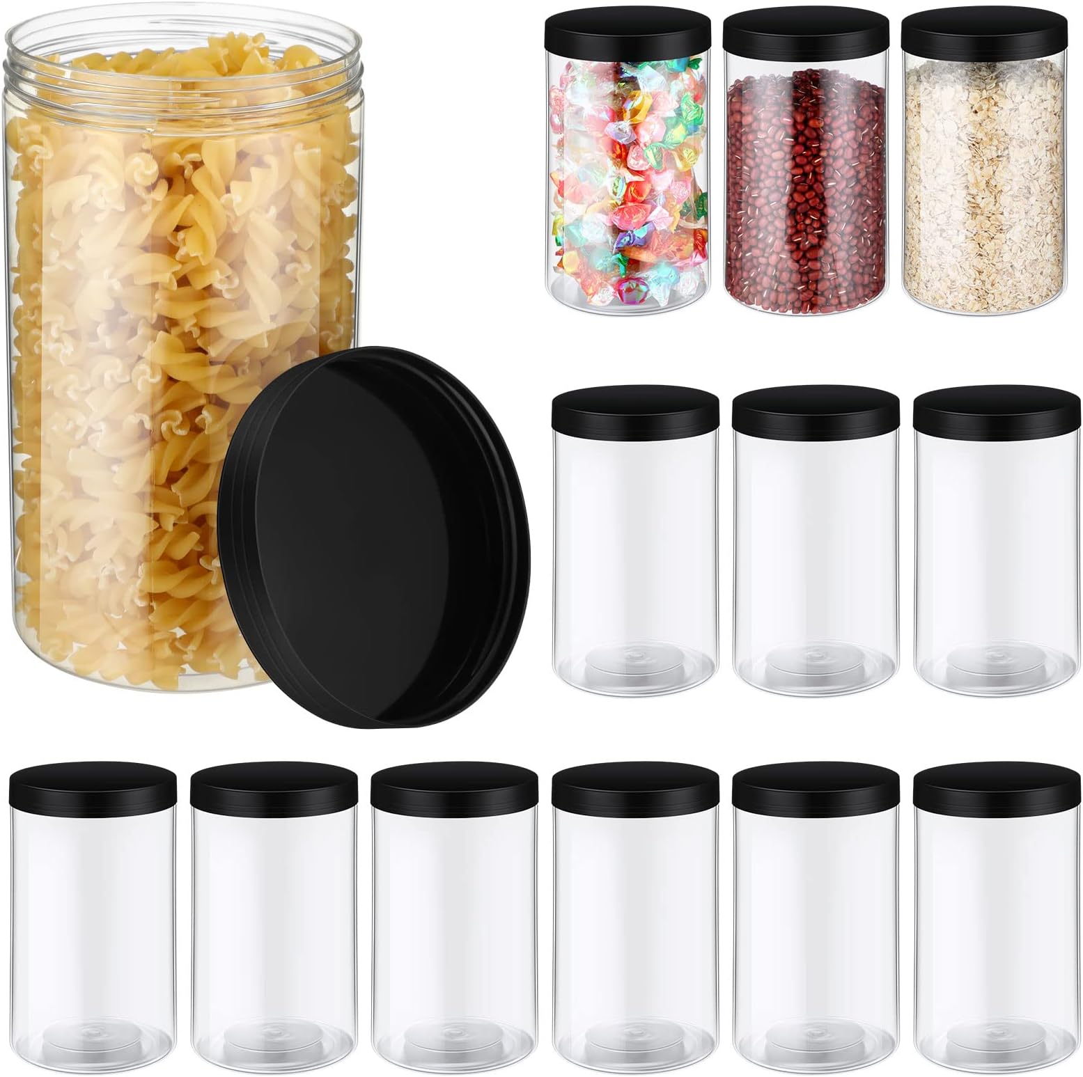 Amazon.com: meekoo 12 Pcs 27 Ounce Plastic Jars with Lids PET Airtight ...