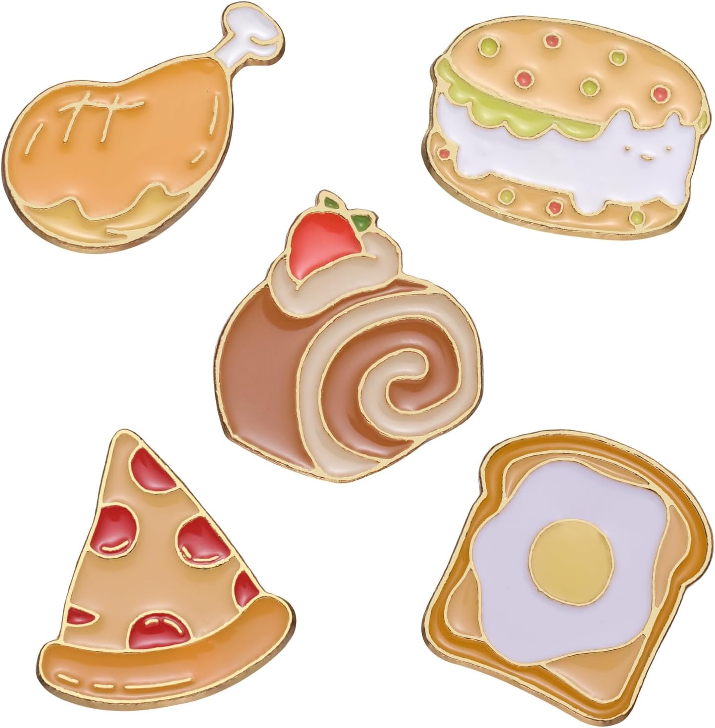 Amazon.com: Cute Fastfood Enamel Lapel Pin Set, Cartoon Brooch Badge ...