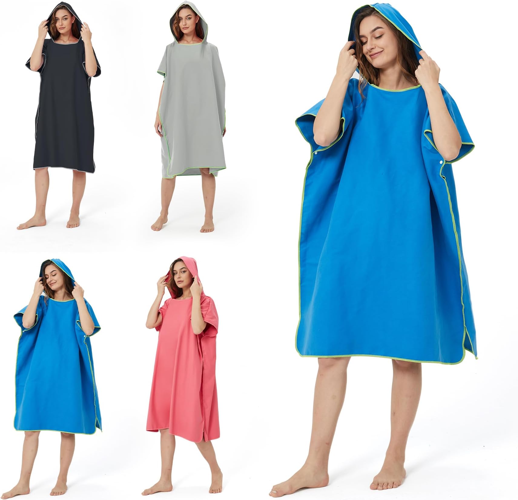 flintronic Handtuch Poncho, 110 * 80cm Mikrofaser Surf, Quick Dry Badeponcho, Lang Umkleidehilfe ...